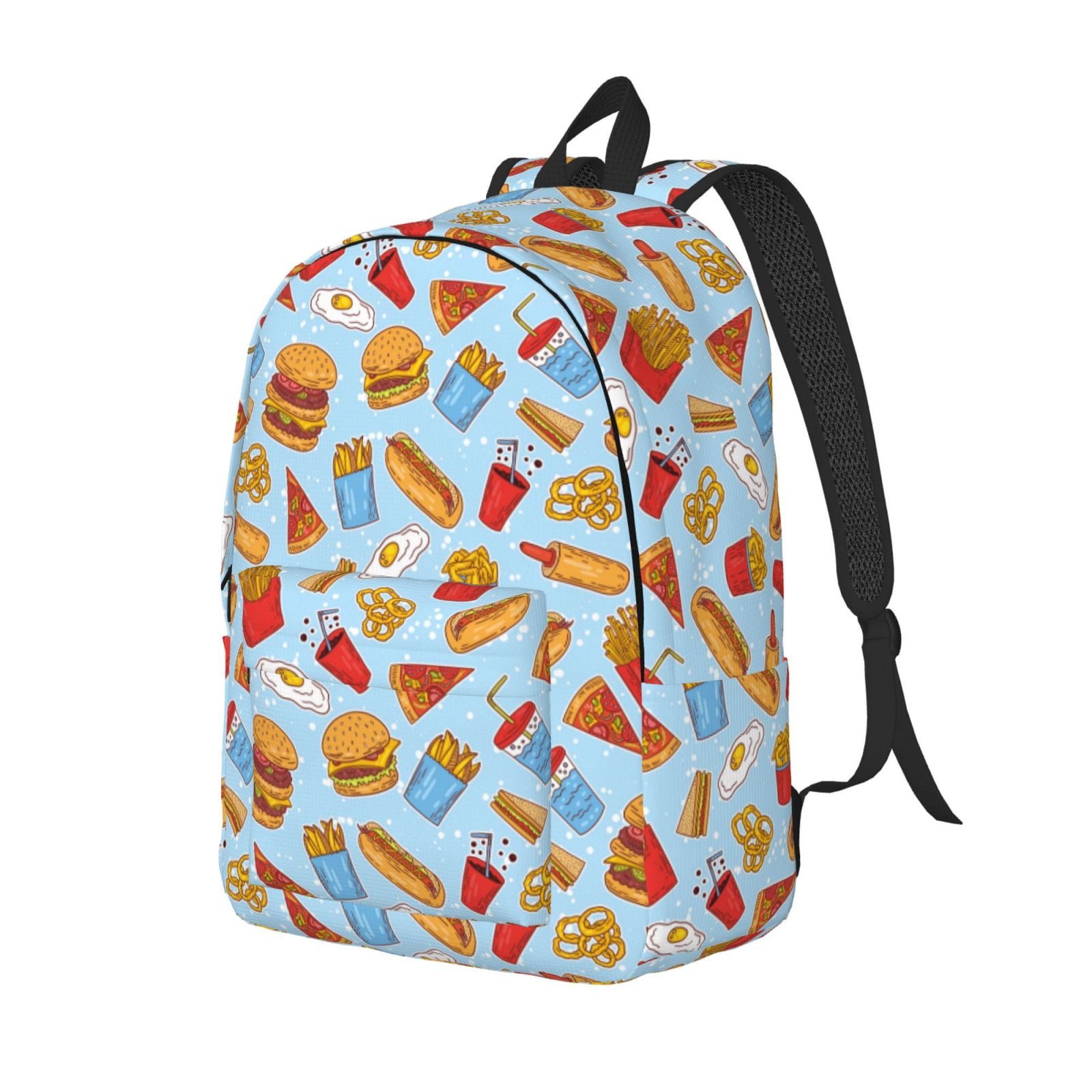 Travel Laptop Backpack - Cute Food Egg Burger Fries Canvas Backpack ...