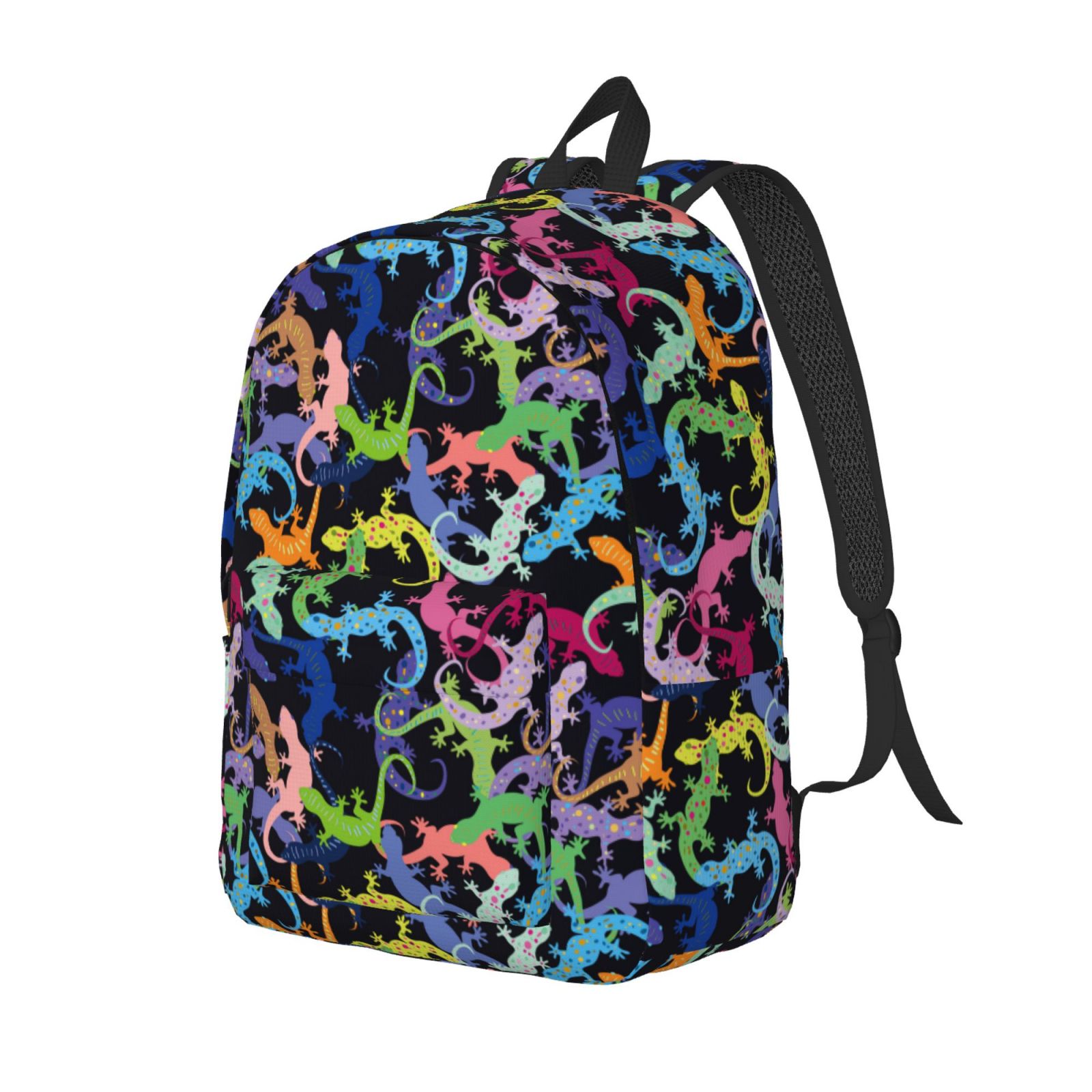 Travel Laptop Backpack - Cute Gecko Lizard Green Colorful Canvas ...