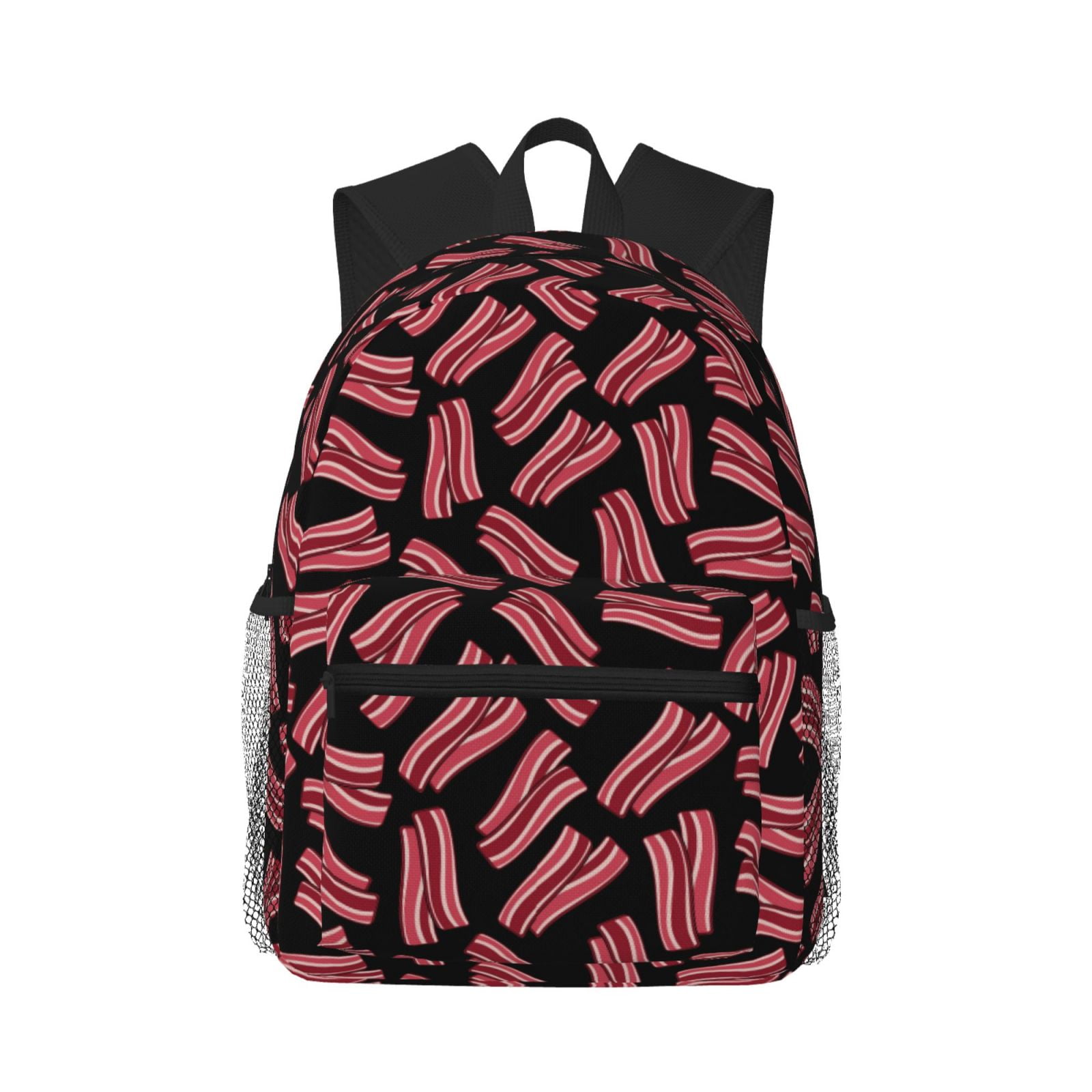Travel Laptop Backpack For Women And Men, Bacon Print Black Computer ...