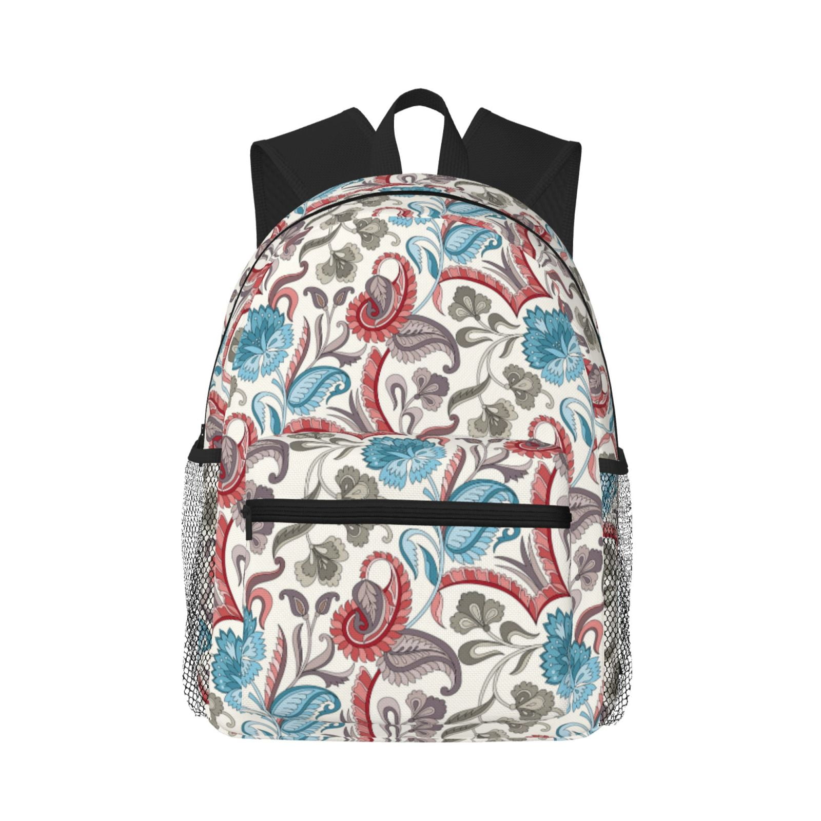 Travel Laptop Backpack For Women And Men, Blue Flowers Paisley Computer ...
