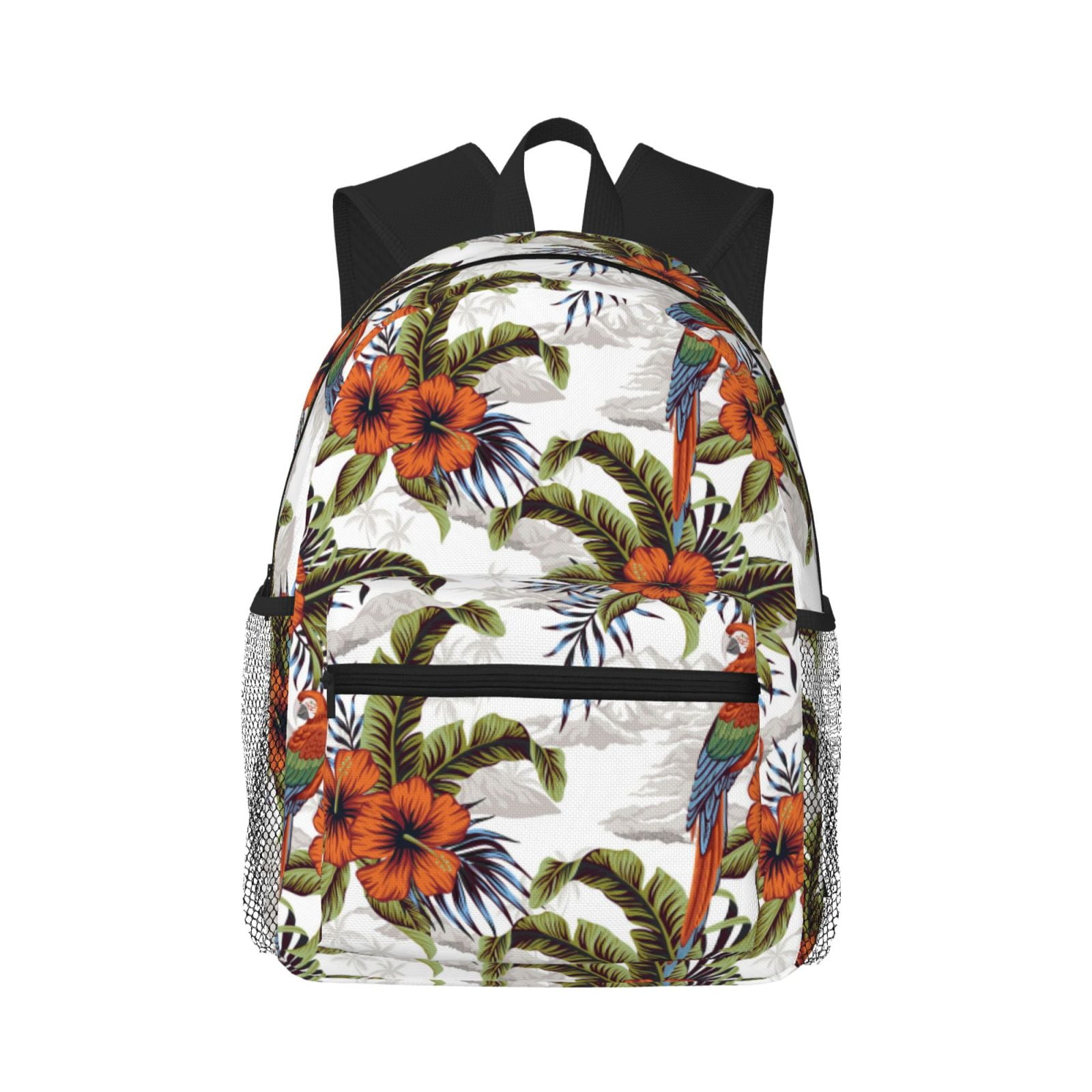 Travel Laptop Backpack For Women And Men, Red Parrot Banana Leaf Flower ...