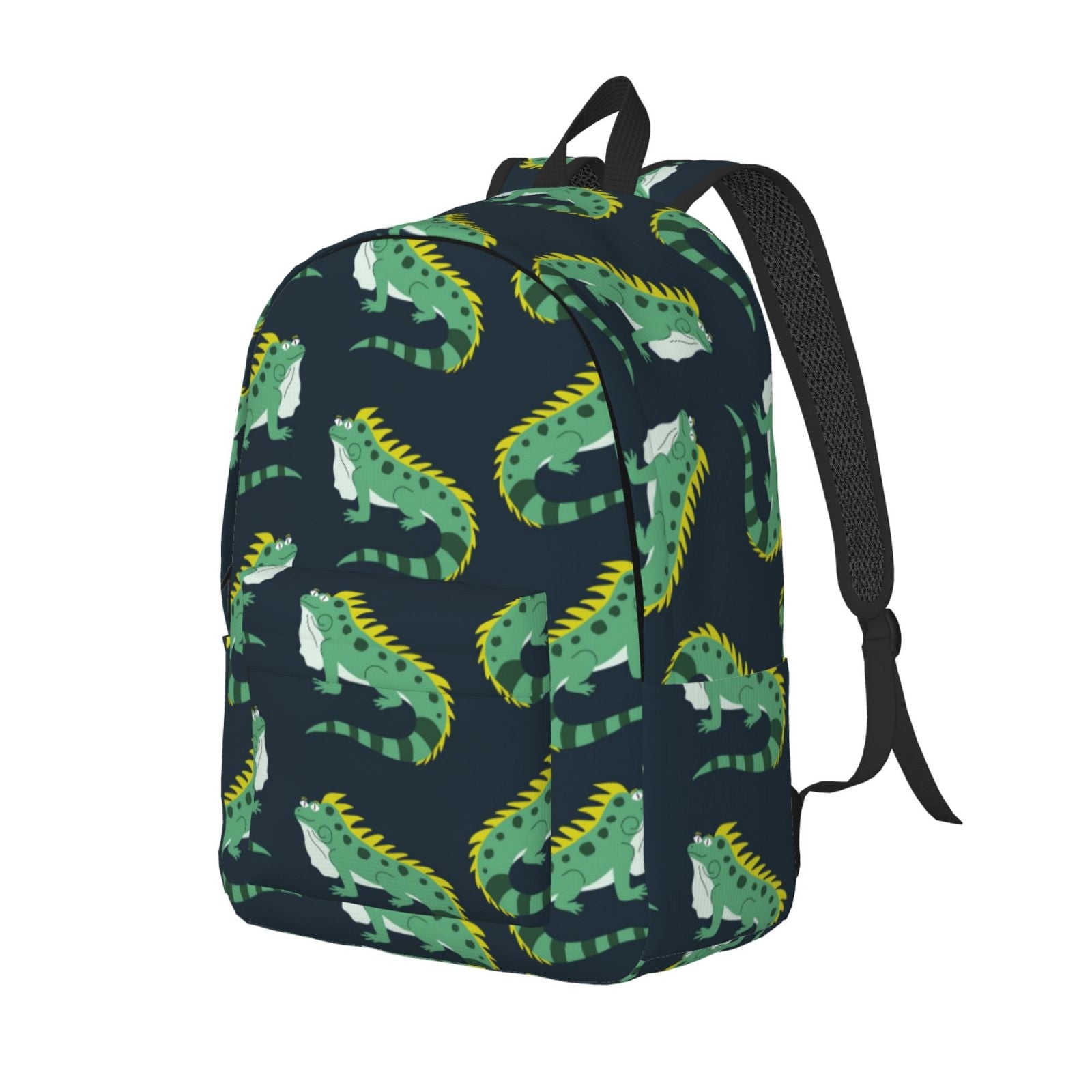 Travel Laptop Backpack - Funny Cute Lizard Green Canvas Backpack ...