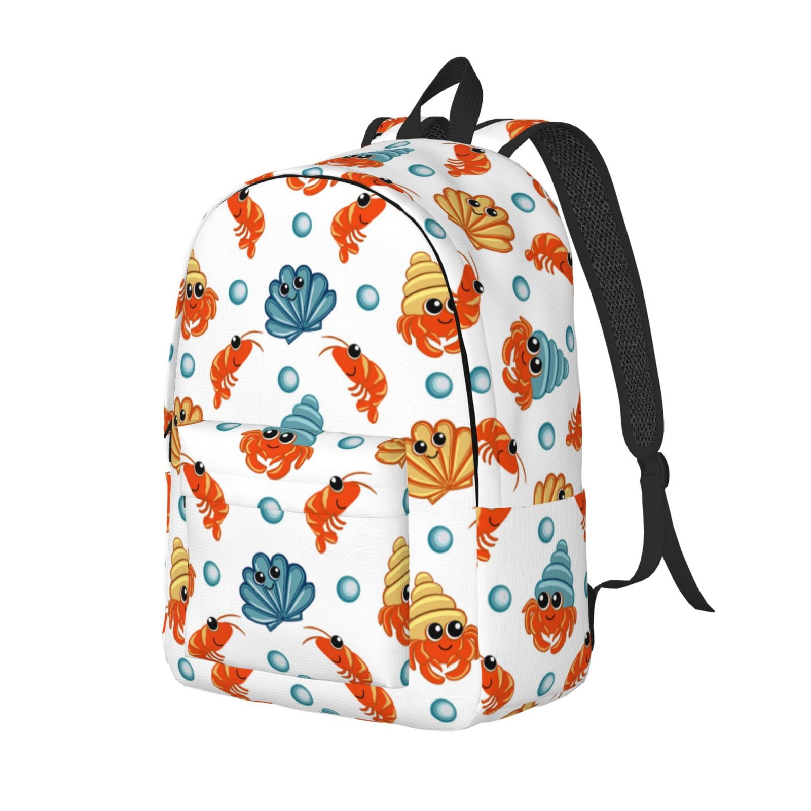 Travel Laptop Backpack - Hermit Crab Shrimp Scallop Canvas Backpack ...