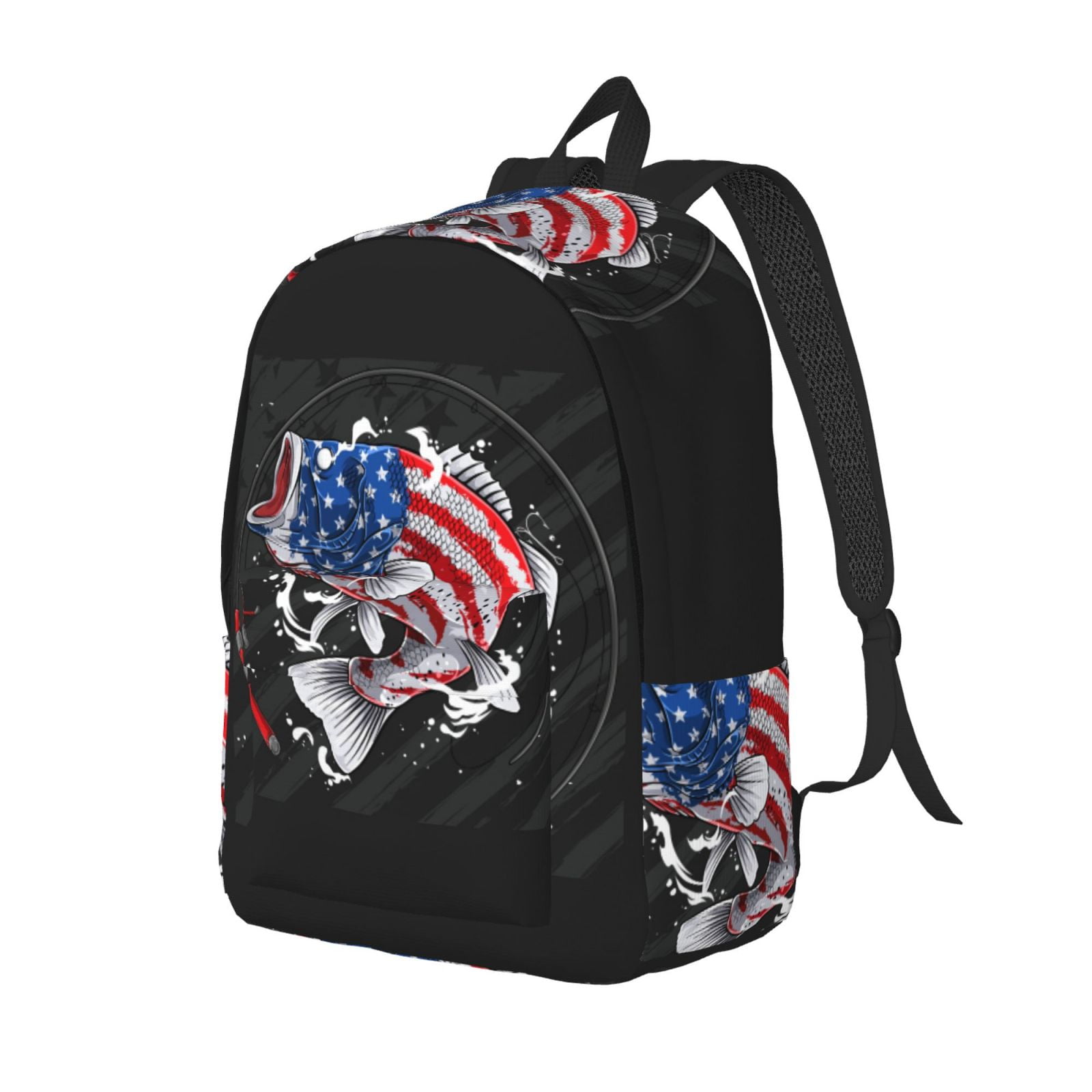 Travel Laptop Backpack - Largemouth Bass Fish in USA Canvas Backpack ...