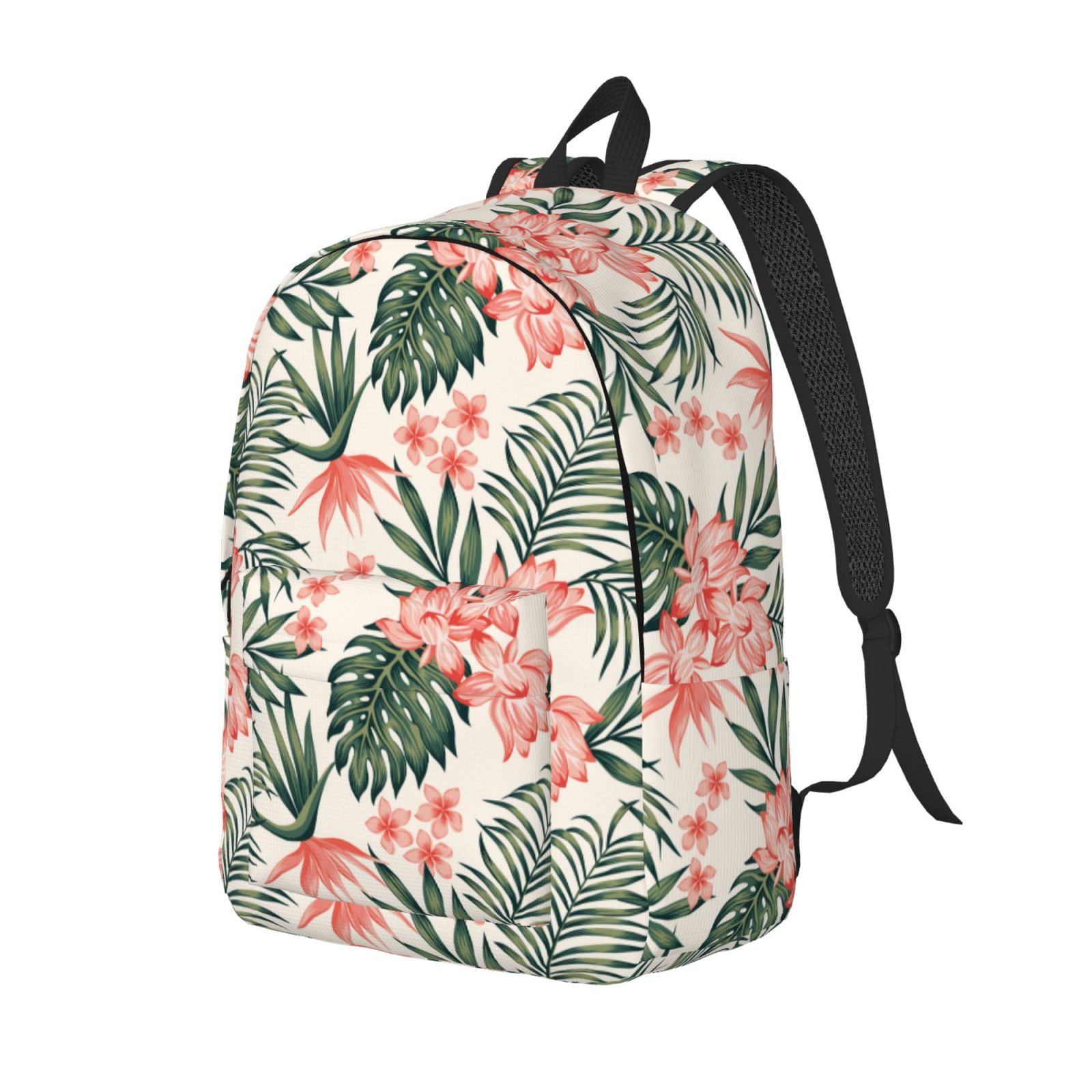 Travel Laptop Backpack - Lilies Flowers Pine Green Leaves Canvas ...