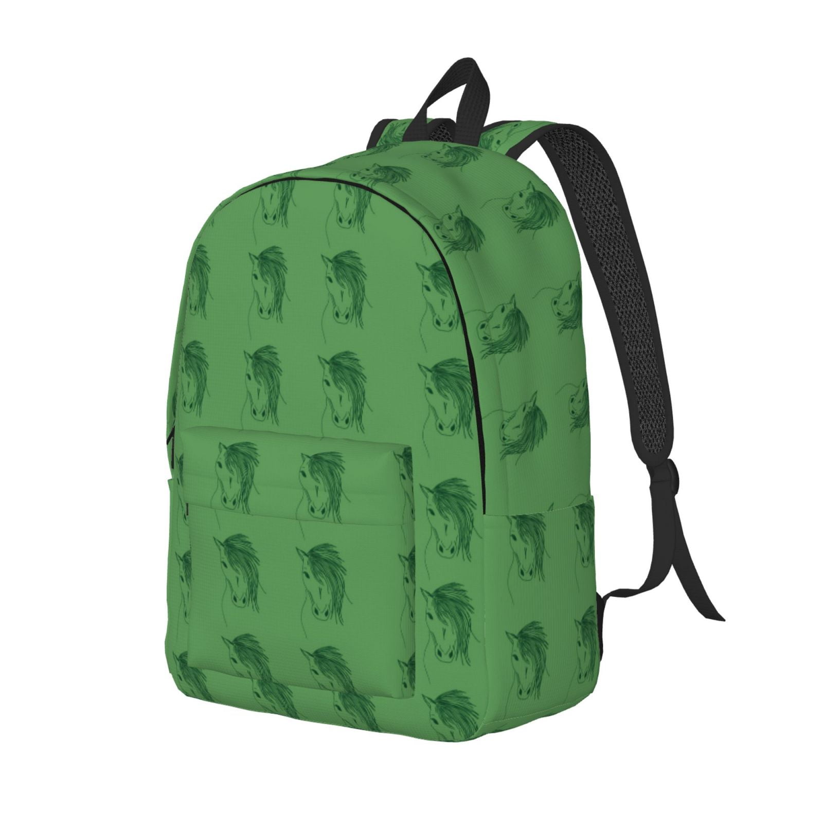 Travel Laptop Backpack - Lines Long Sideburns Horse Green Canvas ...