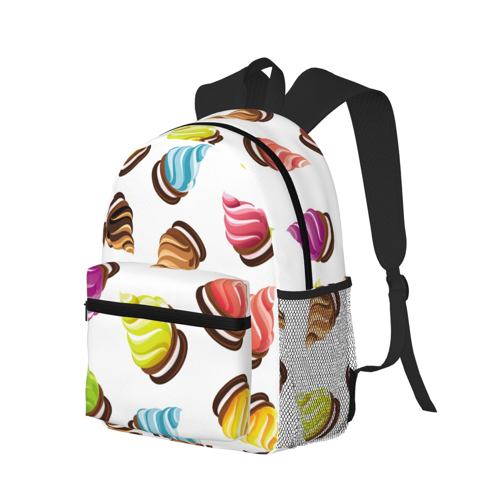 Travel Laptop Backpack for Men Women - Colourful Ice Cream Print White ...