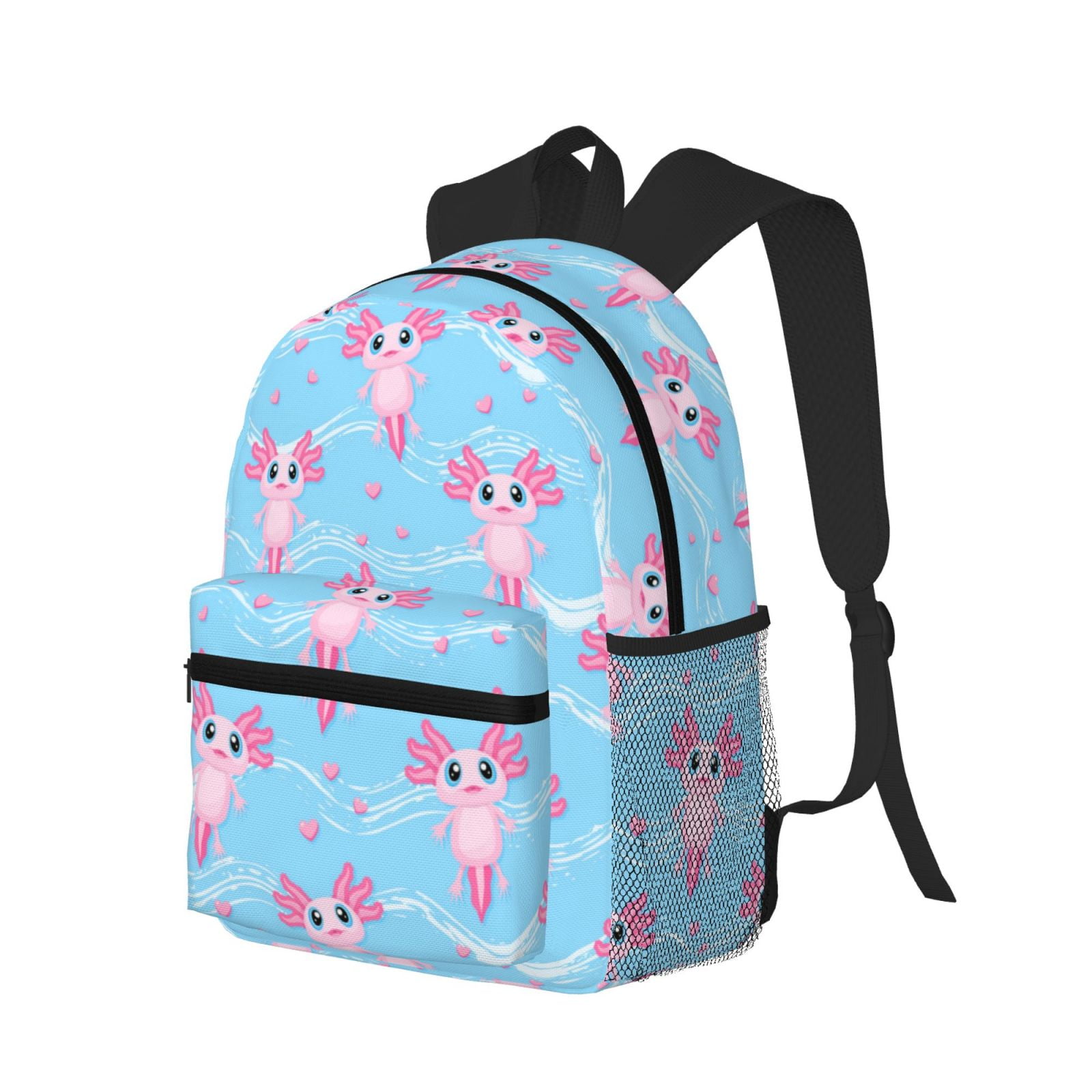 Travel Laptop Backpack for Men Women - Cute Pink Axolotl Wavy blue ...