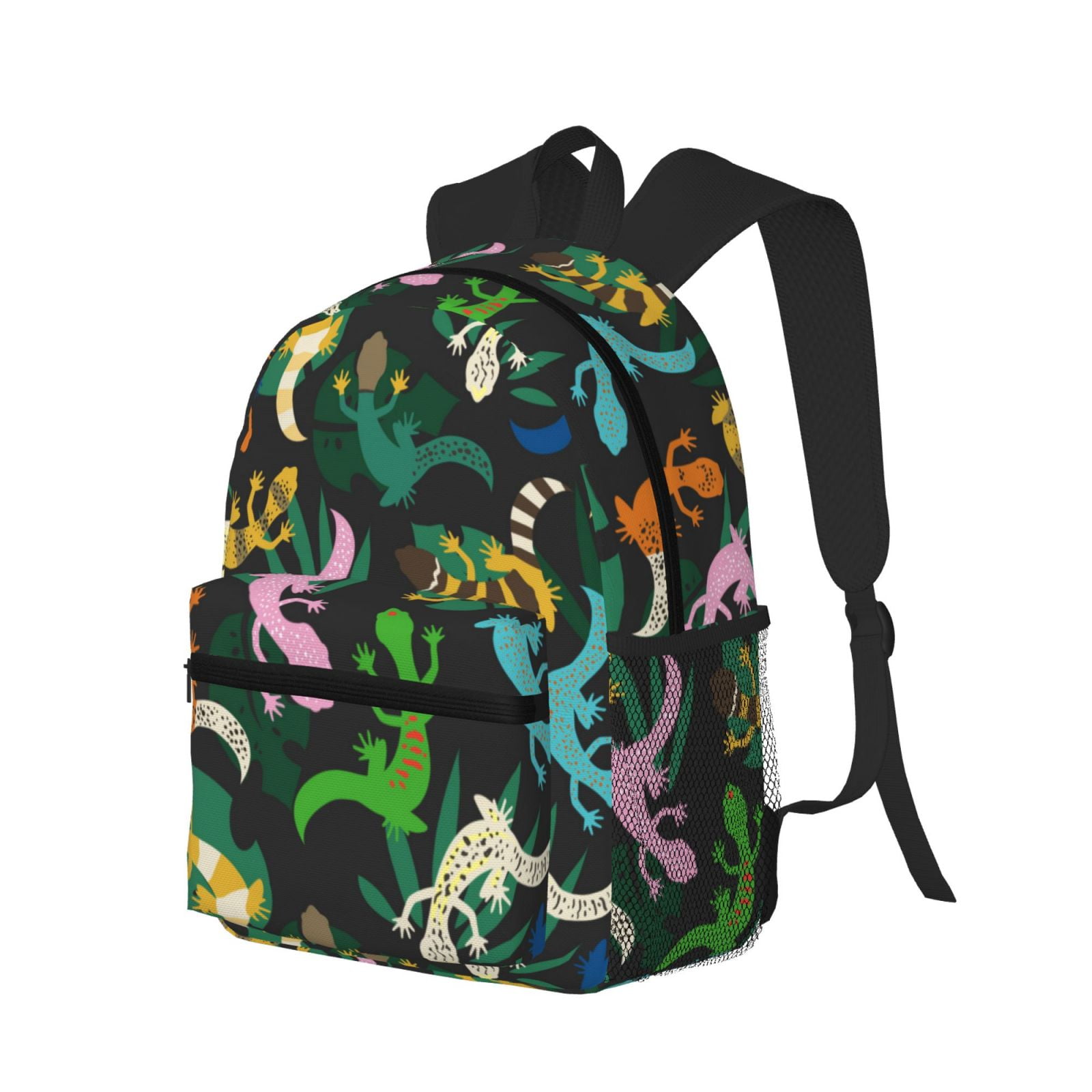 Travel Laptop Backpack for Men Women - Striped Cute Lizard Gecko Plant ...