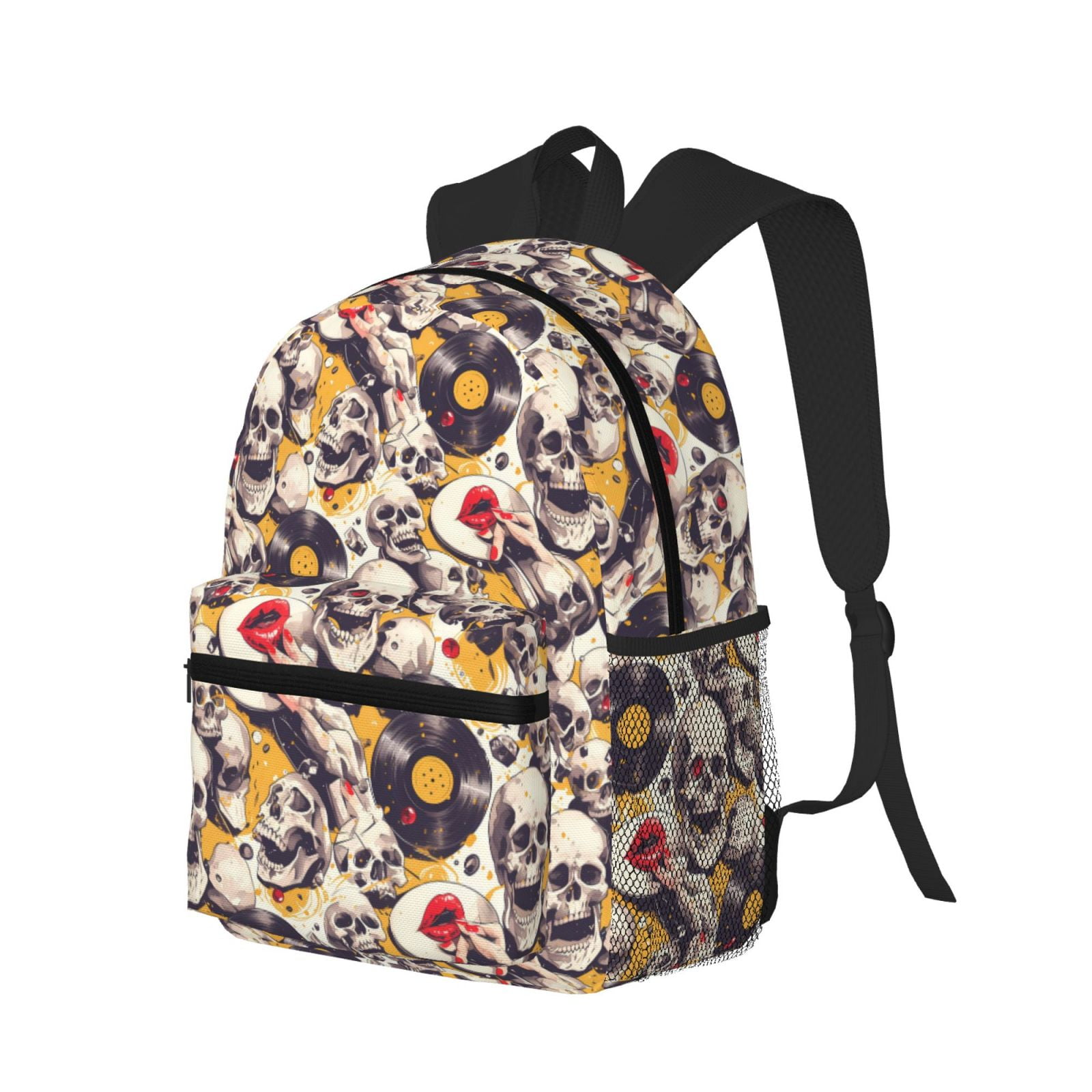 Travel Laptop Backpack for Men Women - lips record rock Skull Water ...