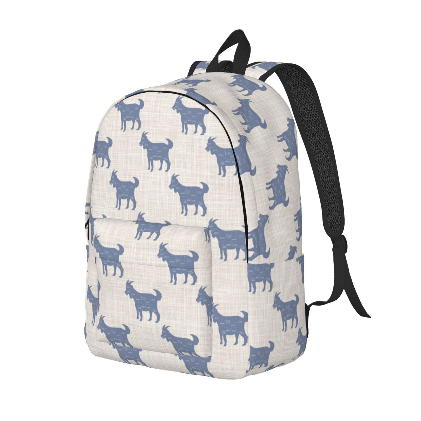 Travel Laptop Backpack - Minimalist Plaid Cartoon Cute Goat Canvas ...
