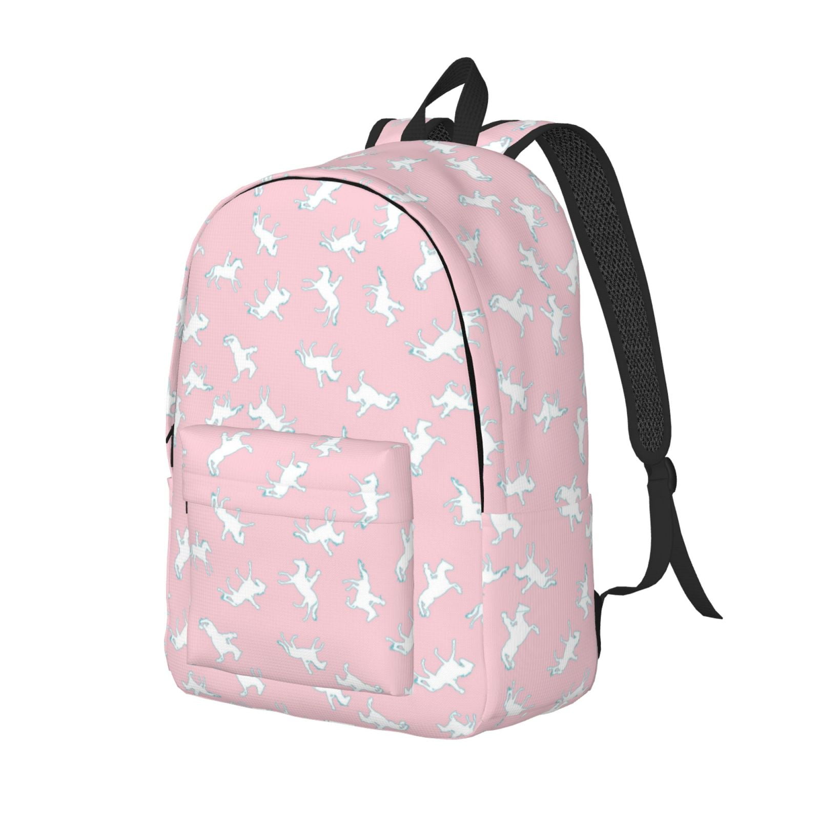 Travel Laptop Backpack - Modern Knight Horse White Pink Canvas Backpack ...