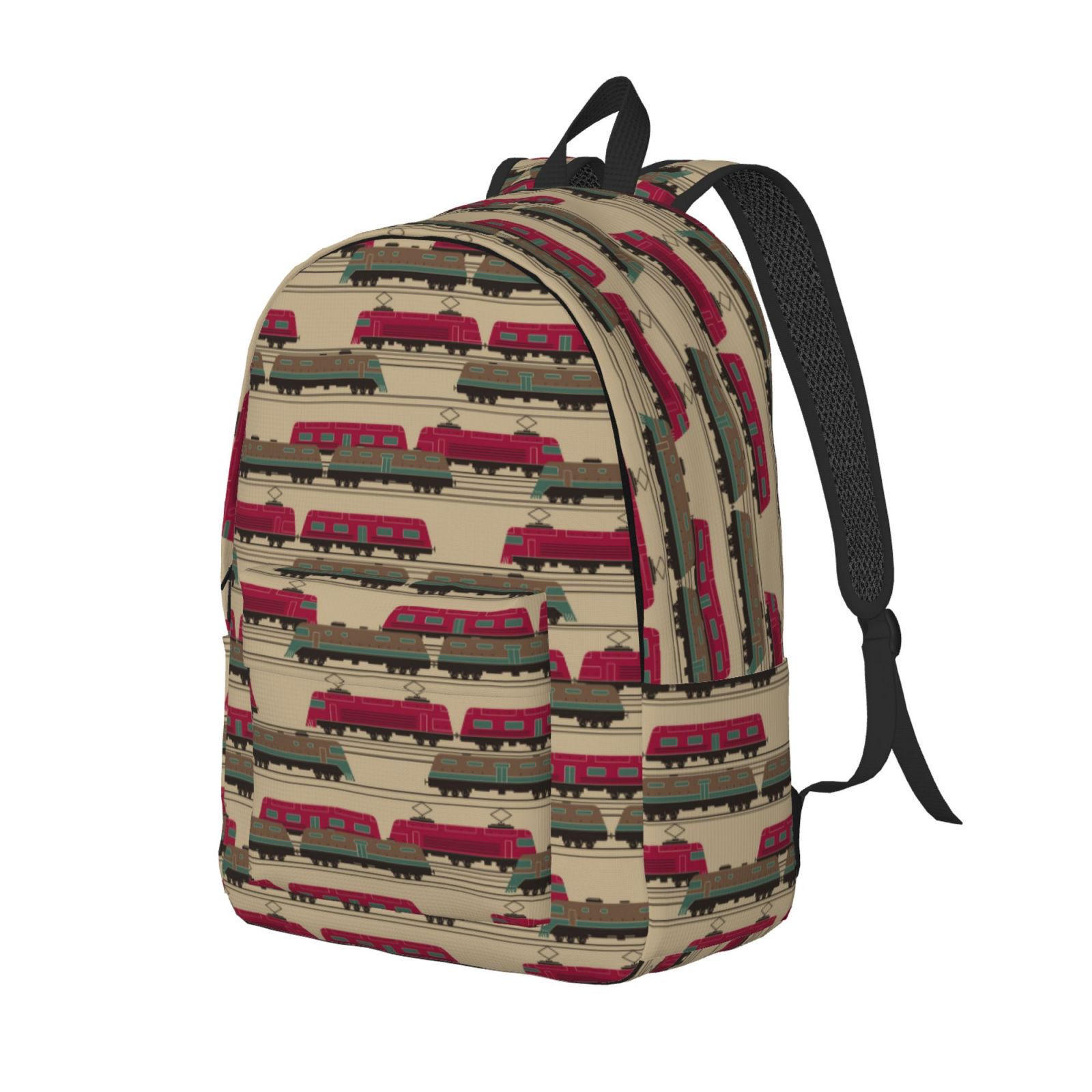 Travel Laptop Backpack - Modern Train Pattern Canvas Backpack Computer ...