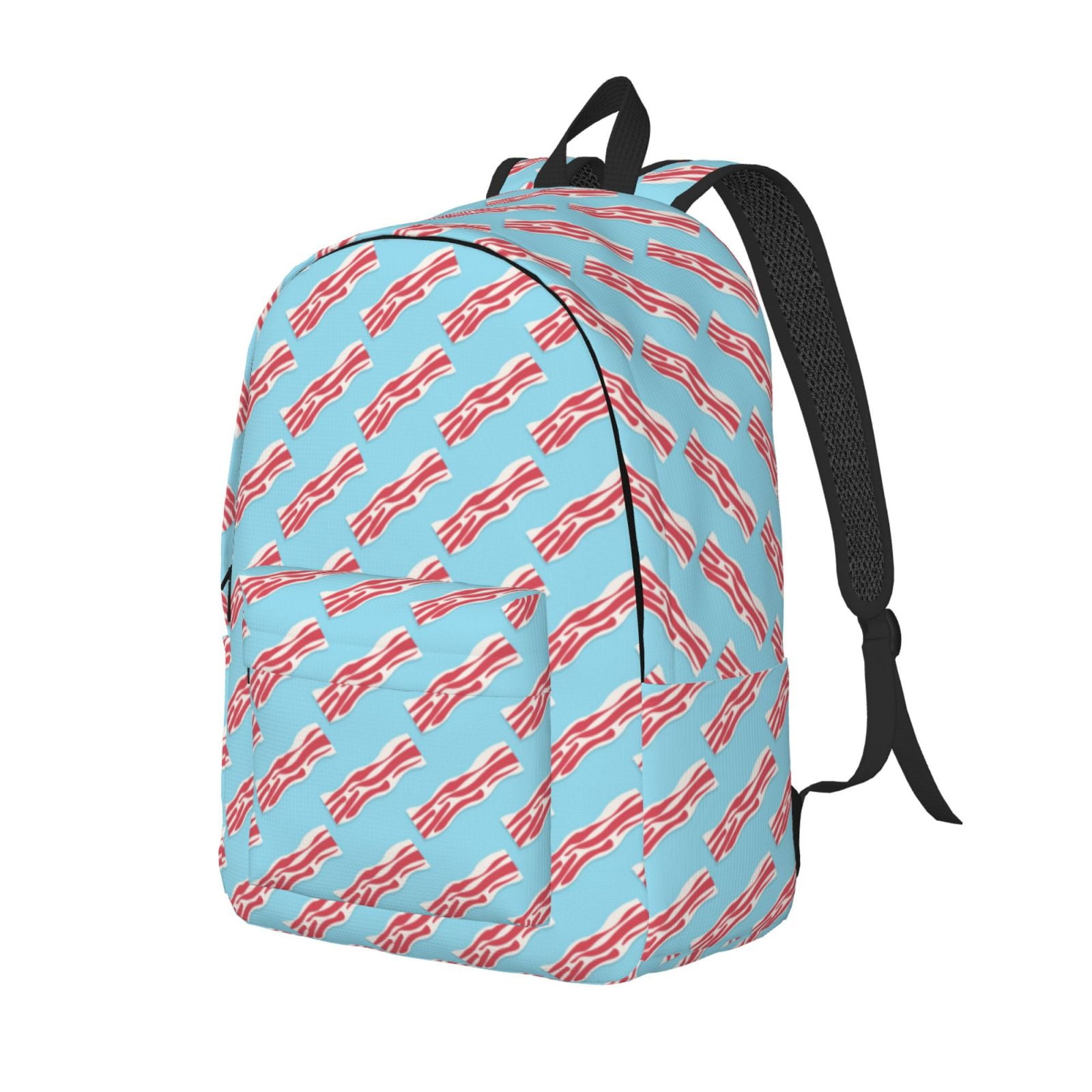 Travel Laptop Backpack - Twill Bacon Print Blue Canvas Backpack ...