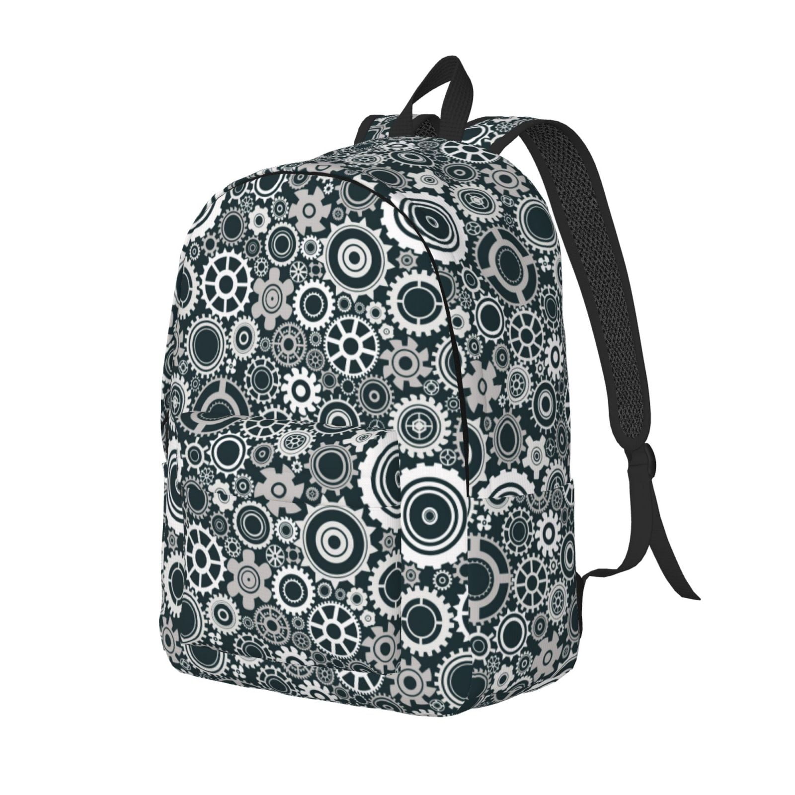 Travel Laptop Backpack - white gear Pattern Canvas Backpack Computer ...