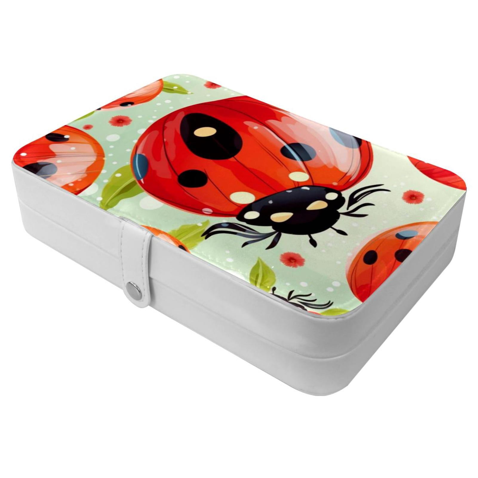 Travel Large Red Art Seven Star Ladybug Jewelry Box! Portable Organizer ...
