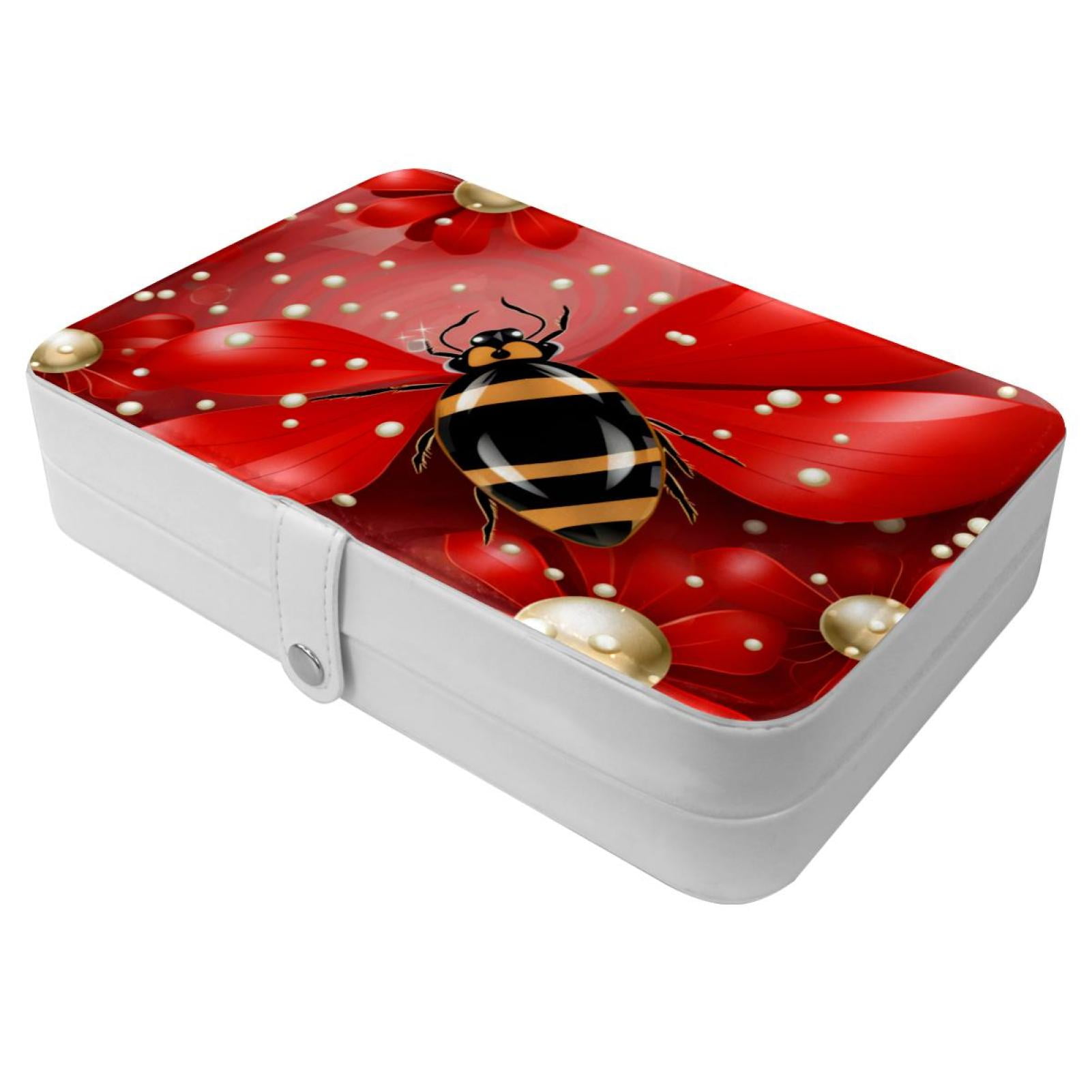 Travel Large Red Art Seven Star Ladybug Jewelry Box! Portable Organizer ...