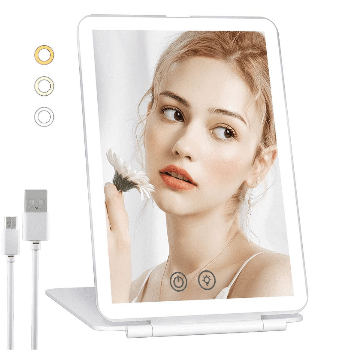 Travel Lighted Makeup Mirror with 72 LEDs 3 Colors Light Modes USB ...