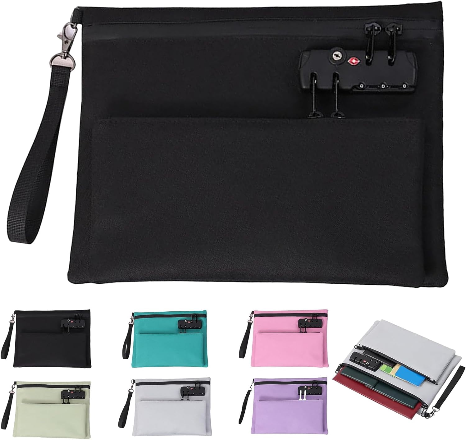 Travel Lock Bag, Double Layer Money Bag with Lock & Zipper, Anti-Theft ...