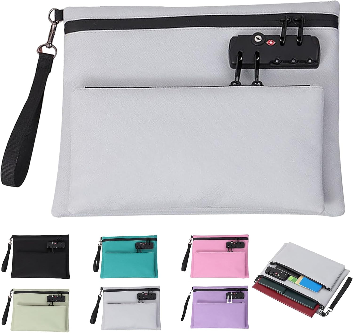 Travel Lock Bag, Double Layer Money Bag with Lock & Zipper, Anti-Theft ...