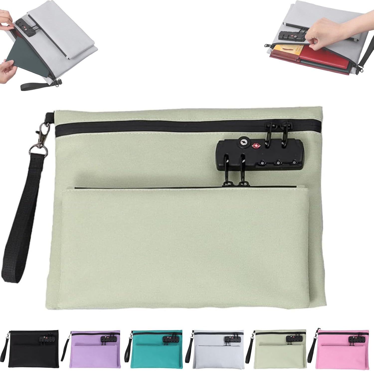 Travel Lock Bag, Locking Accessories Pouch, Money Bag with Lock and ...