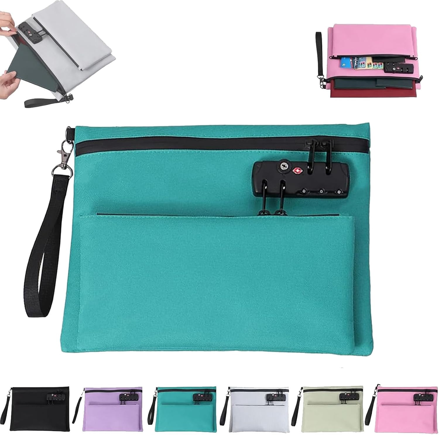 Travel Lock Bag, Money Bag with Lock and Zipper, Anti-Theft Cash ...