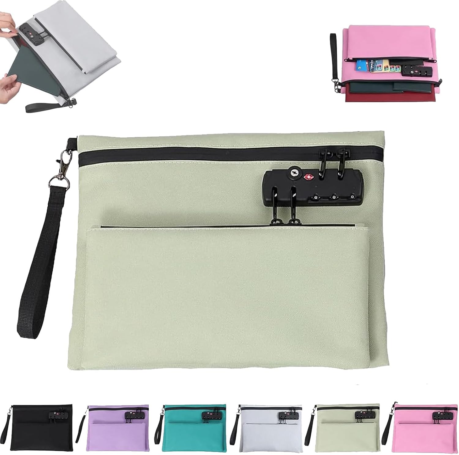 Travel Lock Bag, Money Bag with Lock and Zipper, Anti-Theft Cash ...