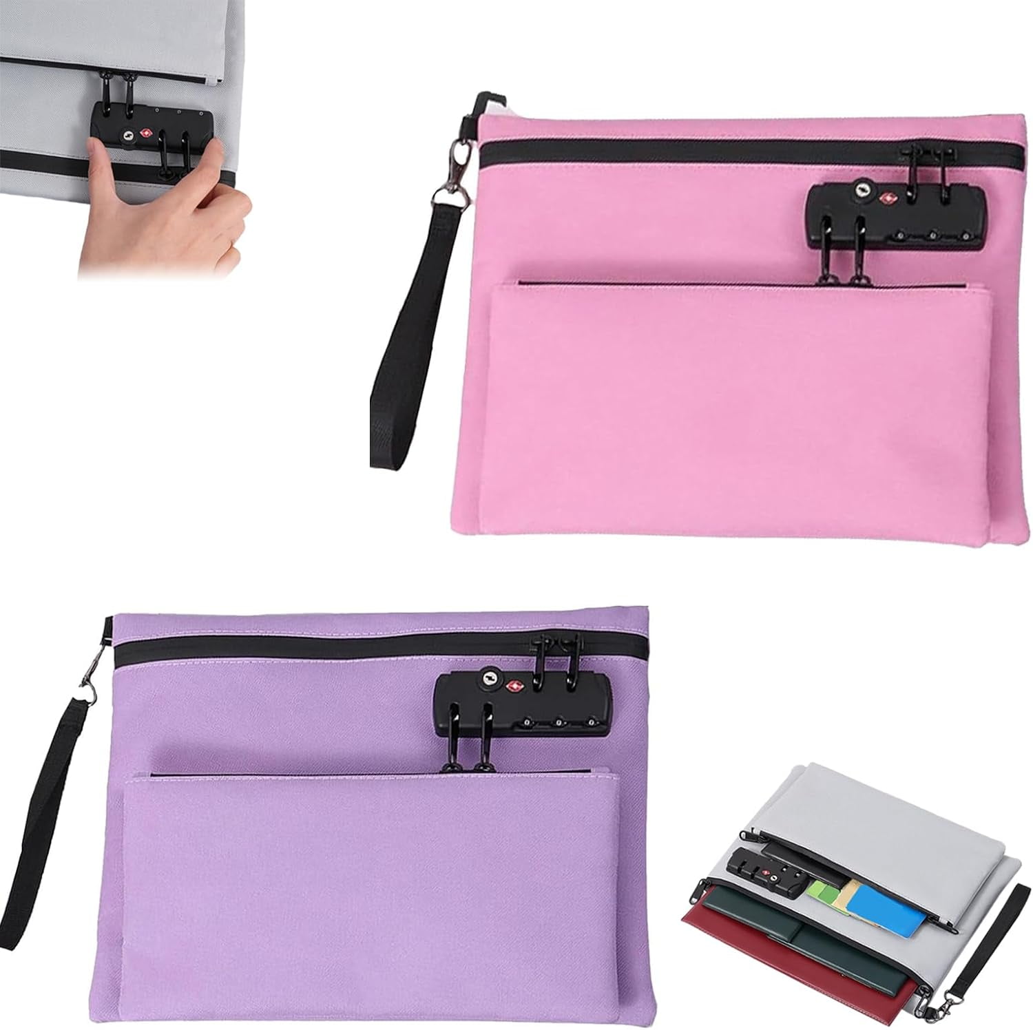 Travel Lock Bag, Money Bag with Lock and Zipper, Double Layer Men ...