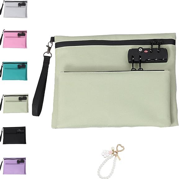 Travel Lock Bag, Money Bag with Lock and Zipper, Anti-Theft Cash ...
