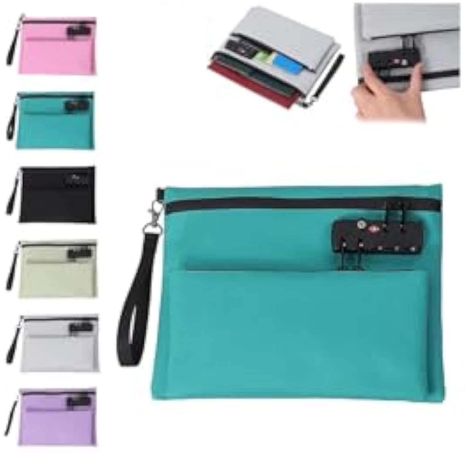 Travel Lock Bag, Ouble Layer Money Bag With Lock Certificates Organizer ...