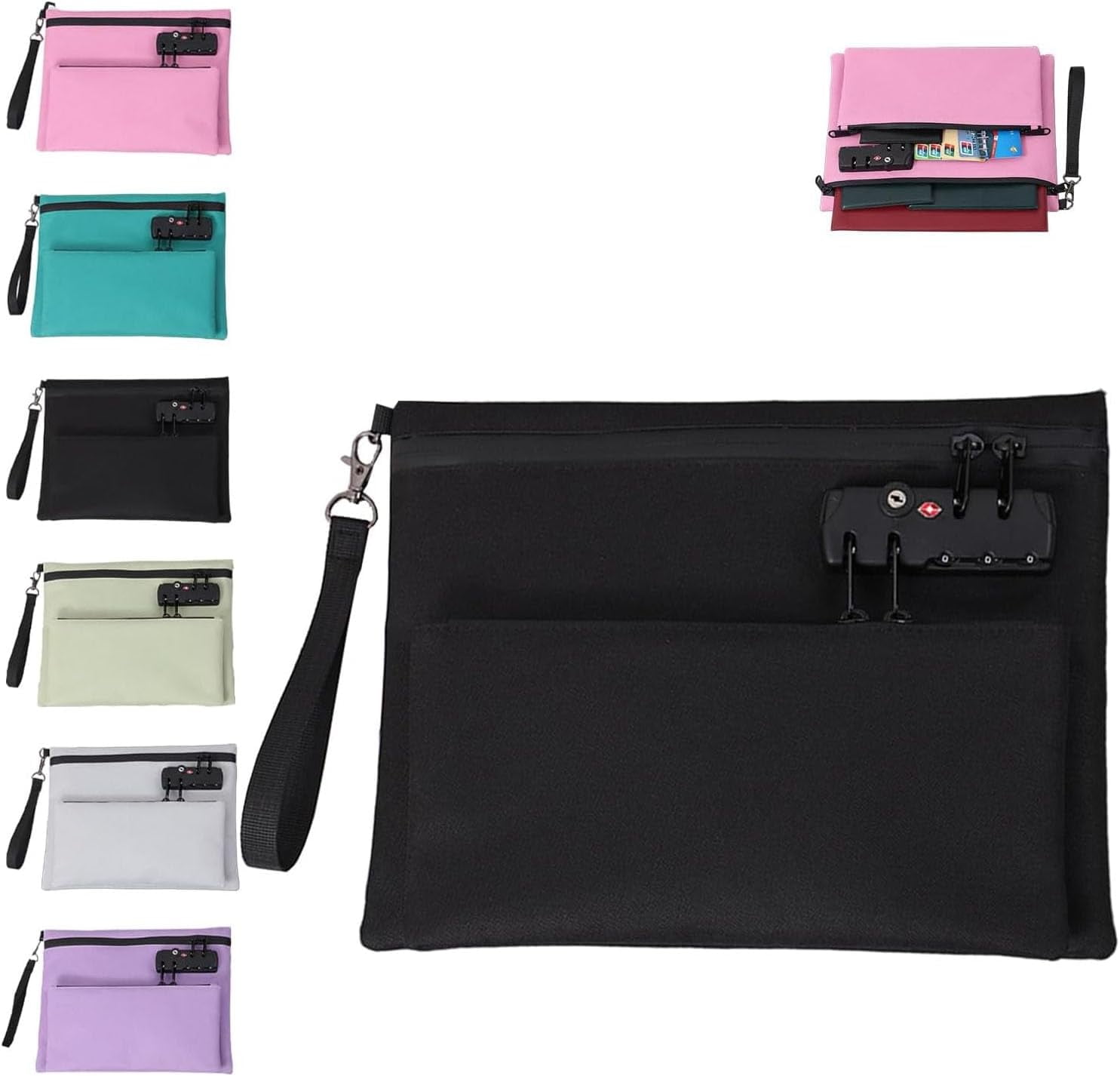 Travel Lock Bag, Travel Bag with Lock, Money Bag with Lock and Zipper ...