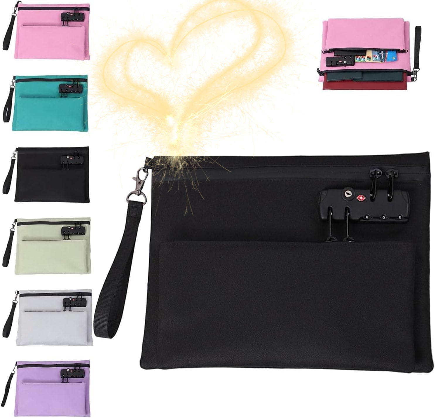 Travel Lock Bag, Travel Bag with Lock, Money Bag with Lock and Zipper ...