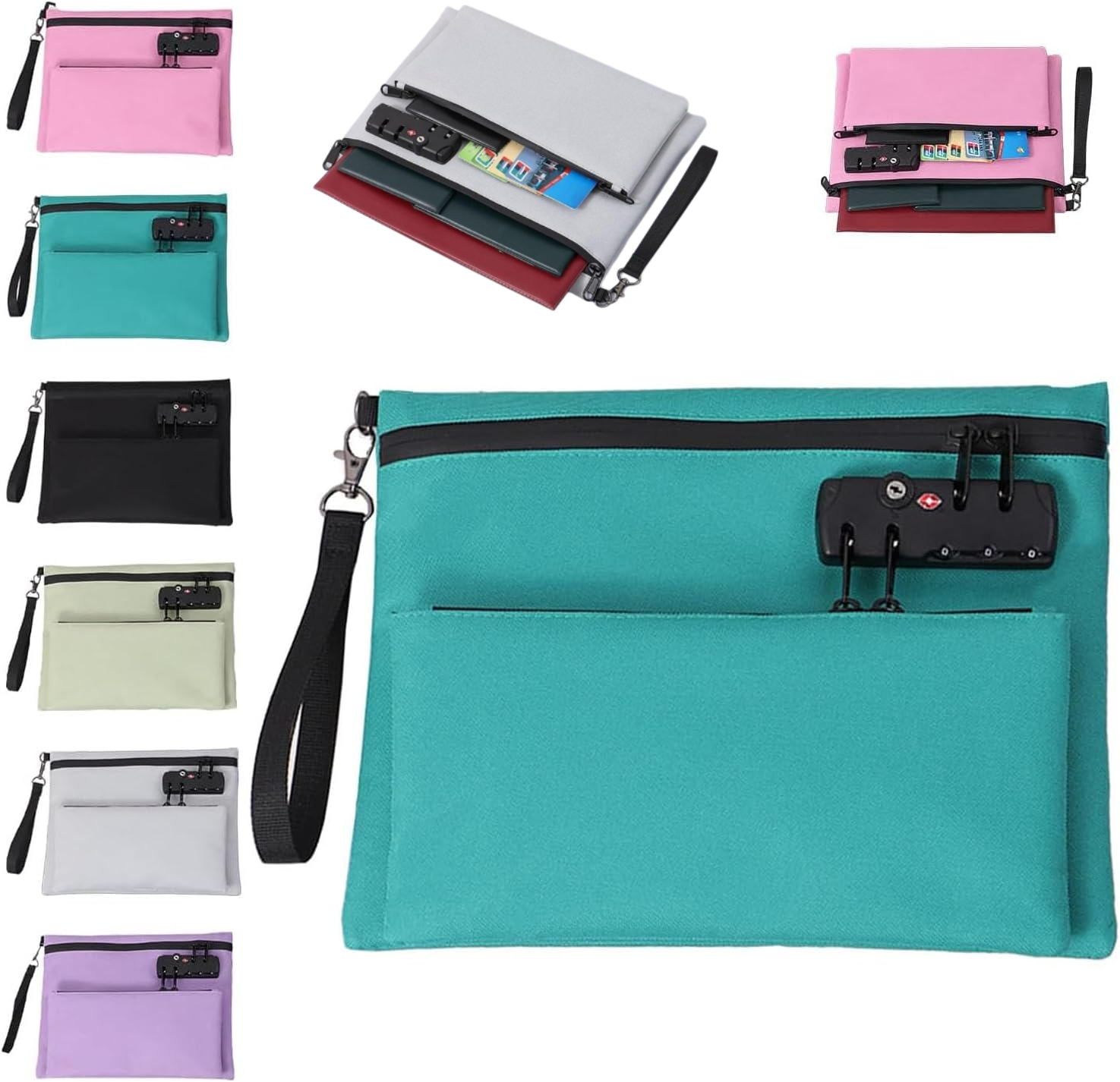 Travel Lock Bag, Travel Bag with Lock, Money Bag with Lock and Zipper ...