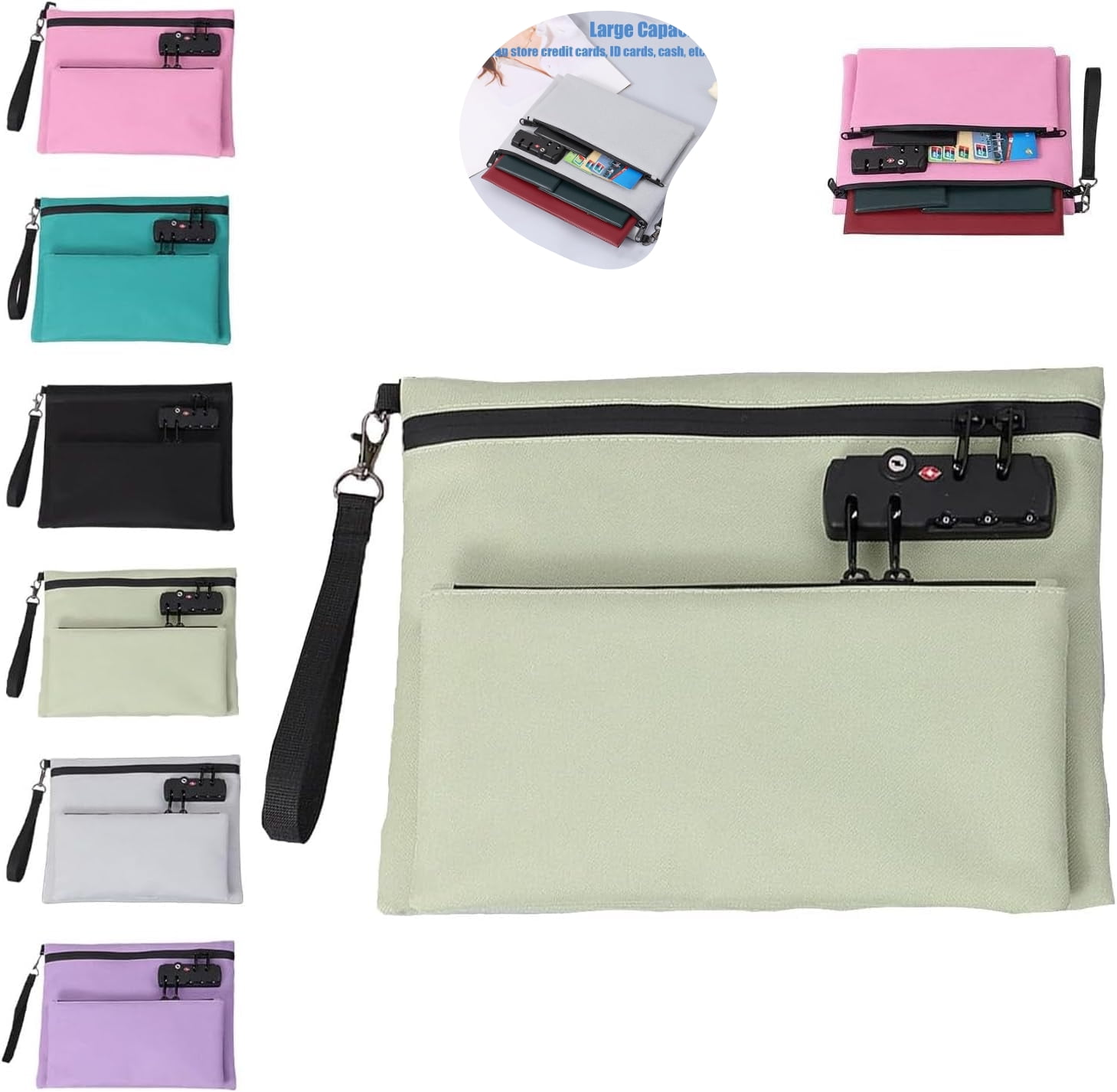 Travel Lock Bag, Travel Bag with Lock, Money Bag with Lock and Zipper ...