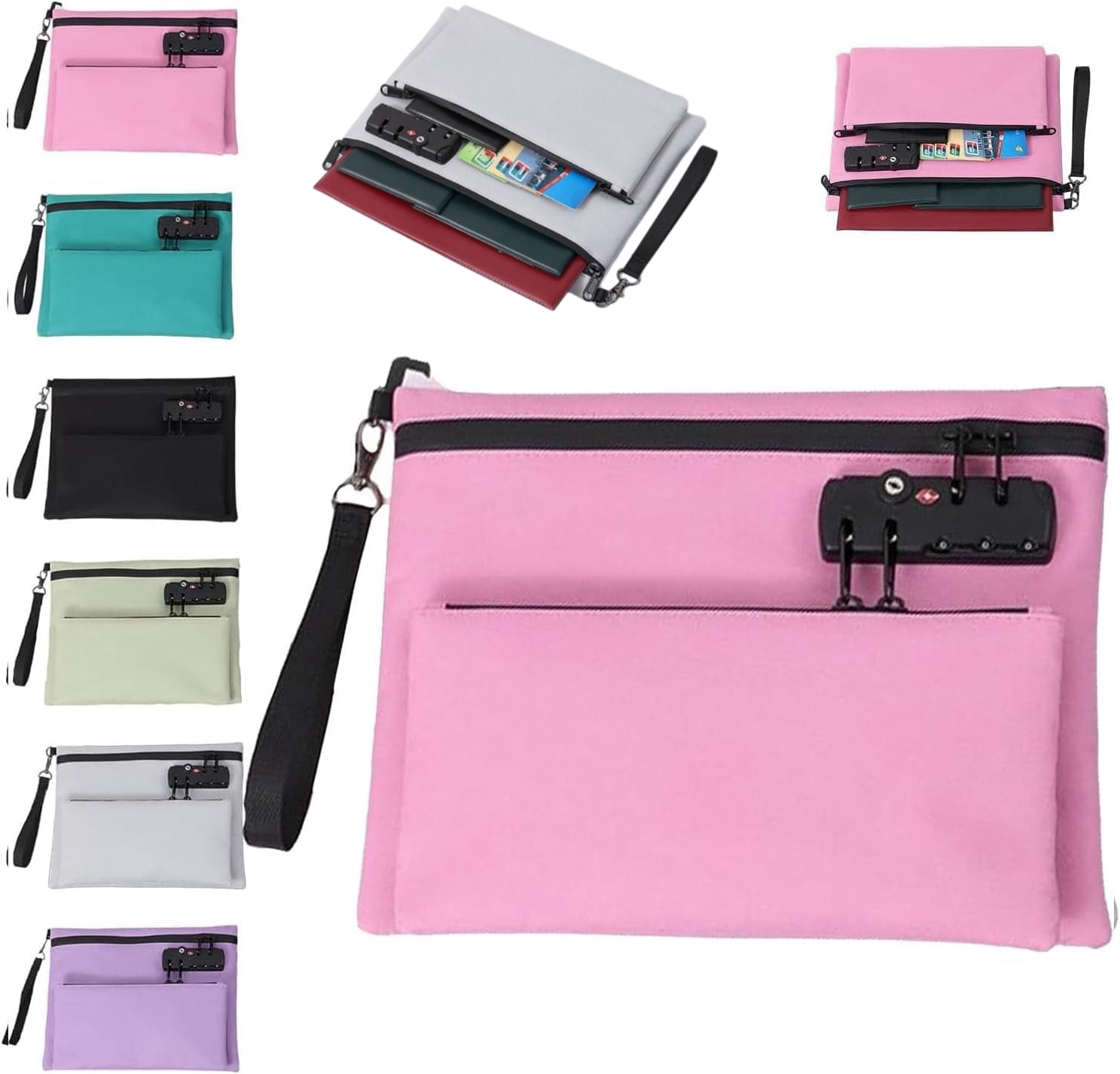 Travel Lock Bag, Travel Bag with Lock, Money Bag with Lock and Zipper ...