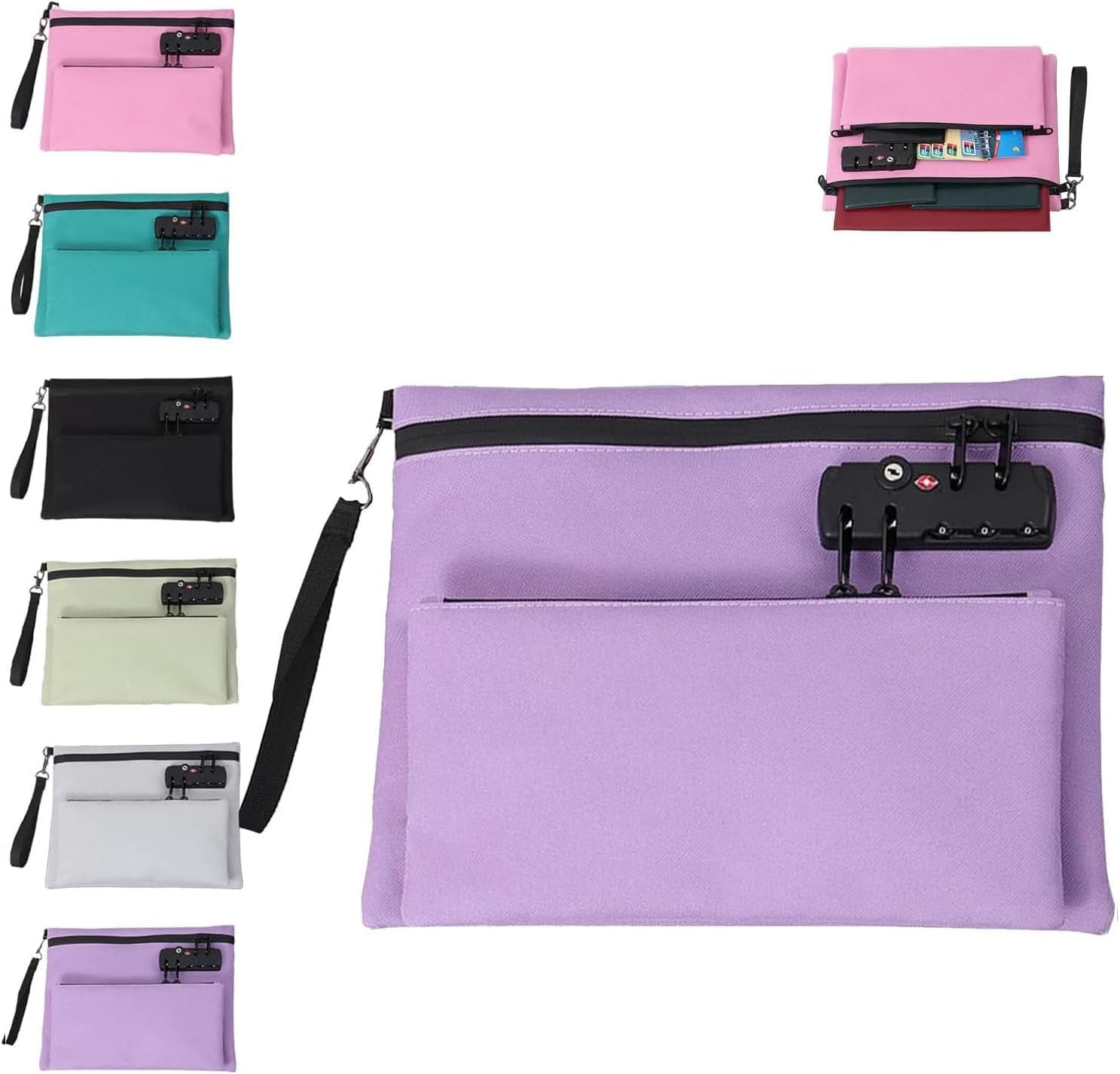 Travel Lock Bag, Travel Bag with Lock, Money Bag with Lock and Zipper ...