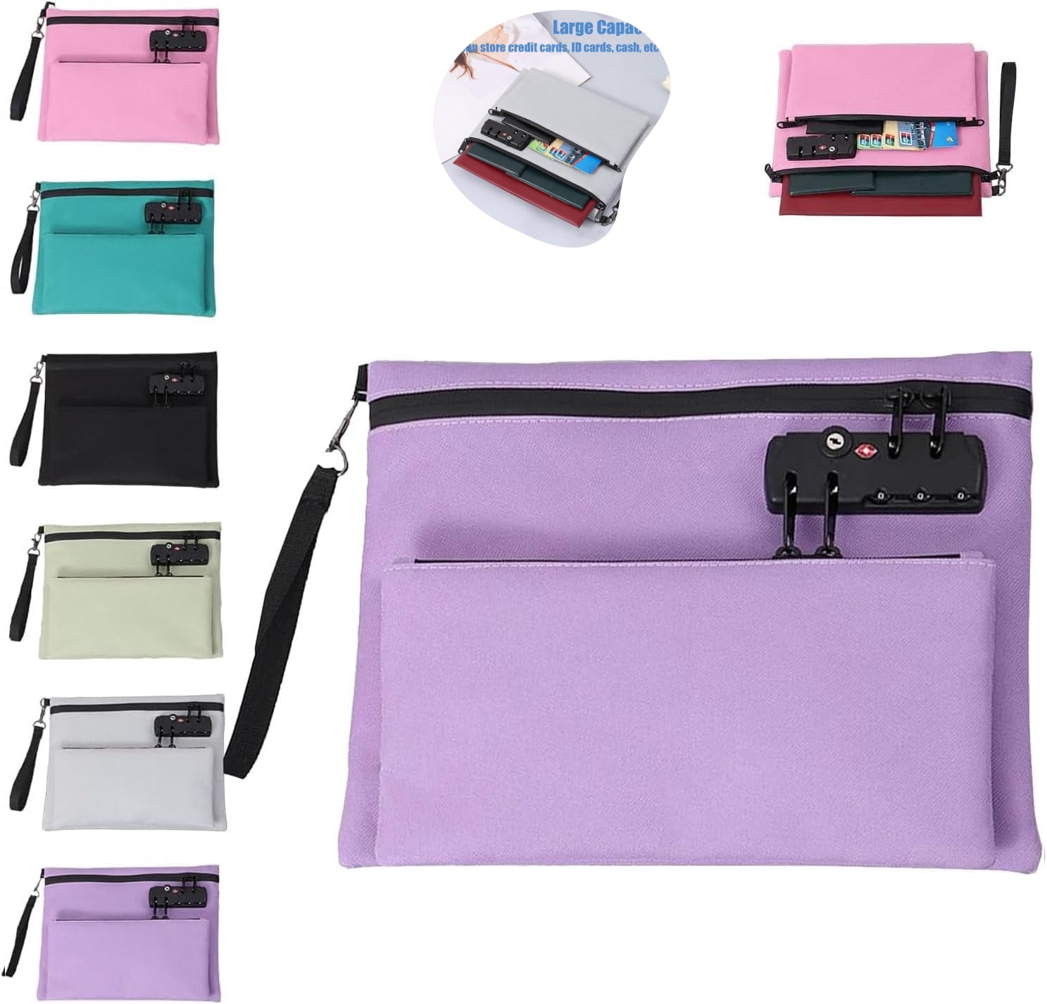 Travel Lock Bag, Travel Bag with Lock, Money Bag with Lock and Zipper ...