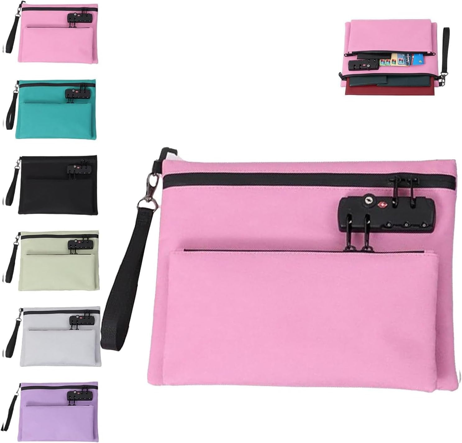 Travel Lock Bag, Travel Bag with Lock, Money Bag with Lock and Zipper ...