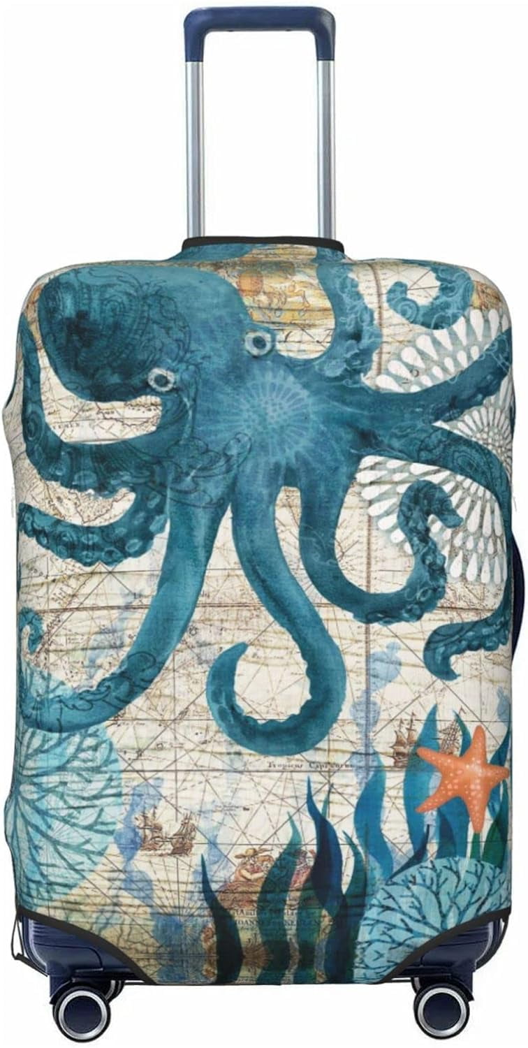 Travel Luggage Cover Ocean Octopus Suitcase Protector Washable Baggage ...