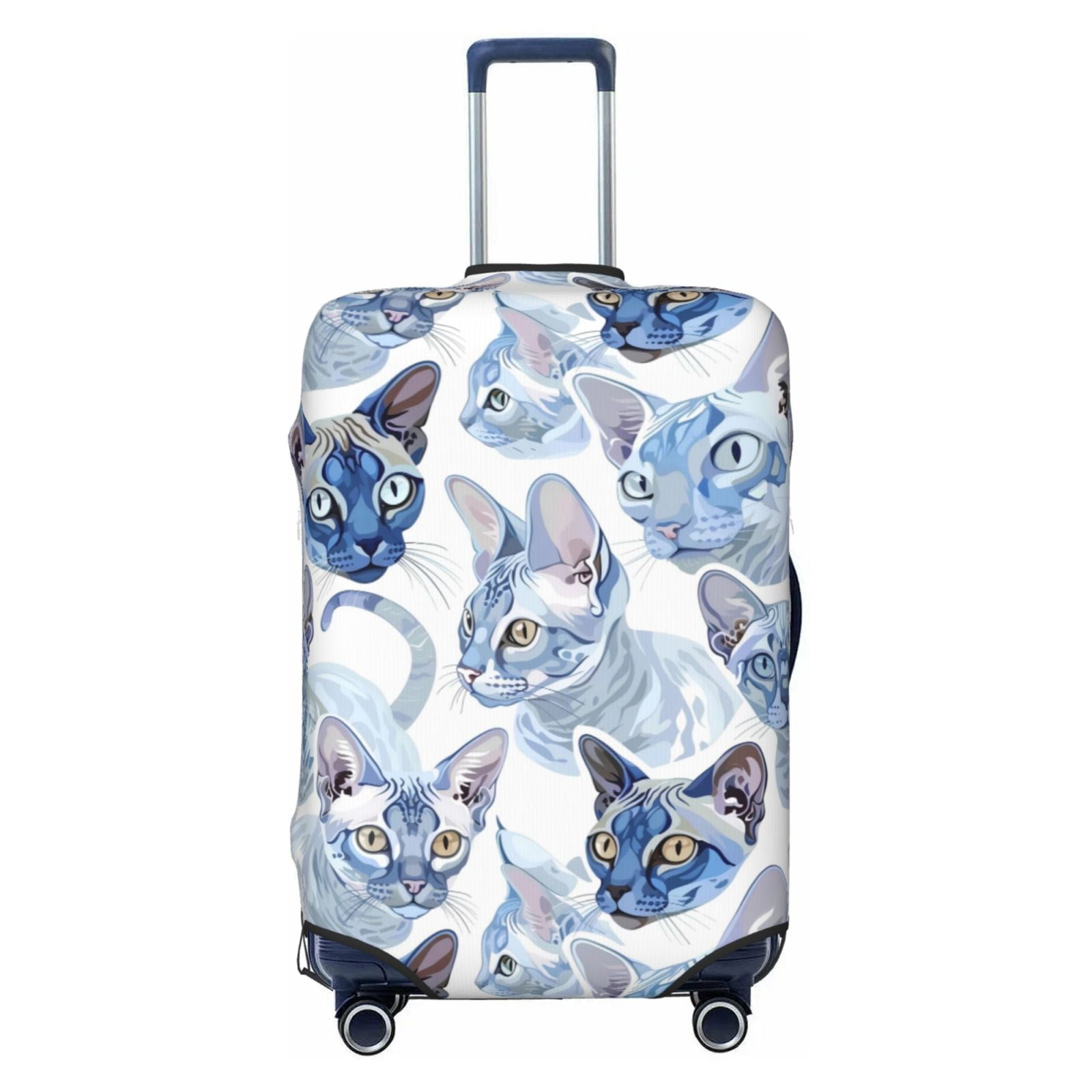Travel Luggage Covers - Blue Cats Illustration Pattern High Elasticity ...