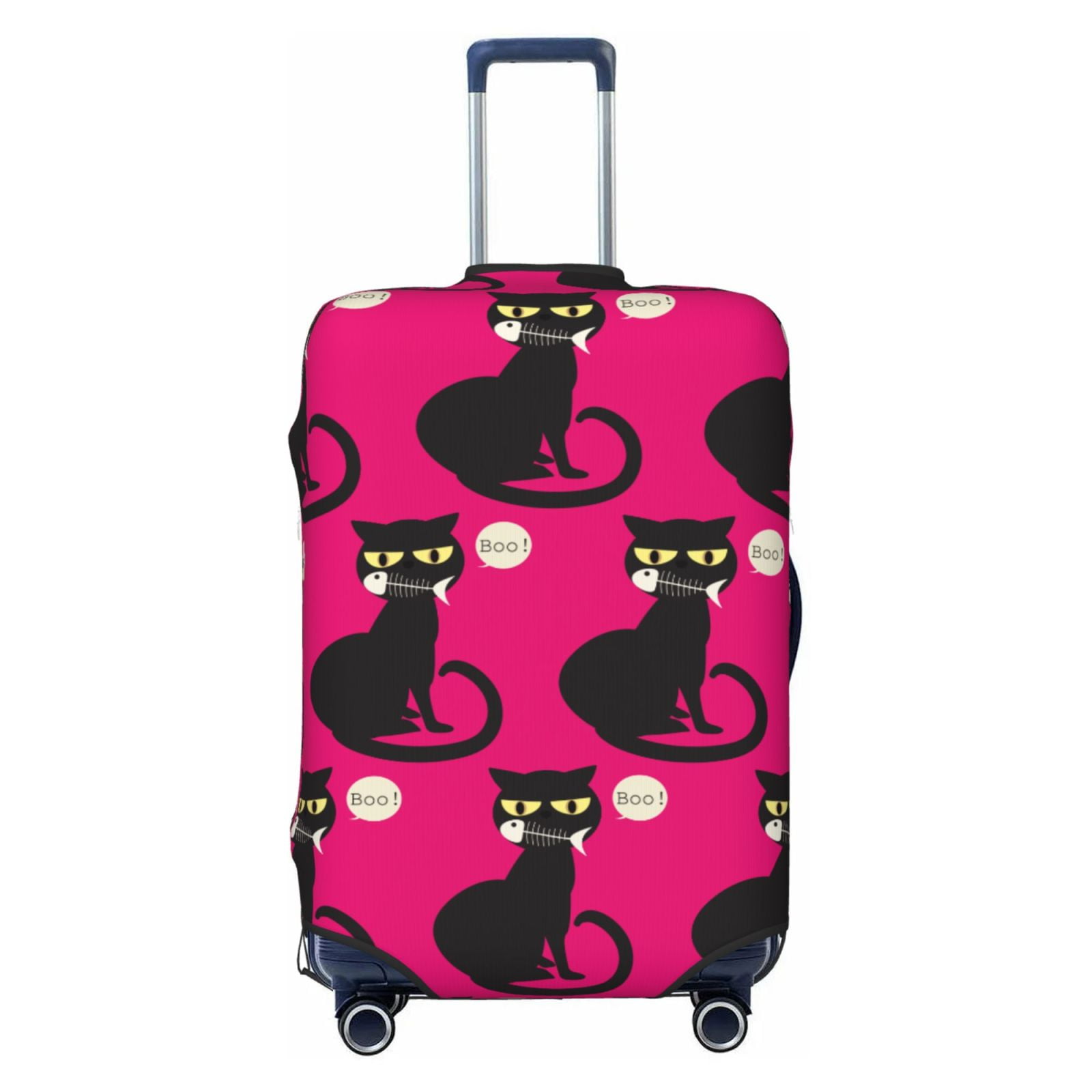 Travel Luggage Covers - Cartoon Black Cat Fishbone High Elasticity ...