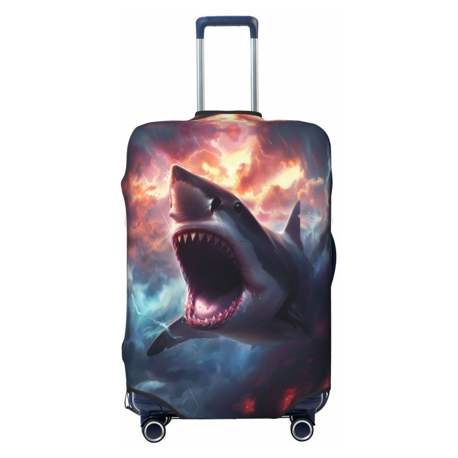 Travel Luggage Covers - Dramatic Shark Attack High Elasticity Suitcase ...