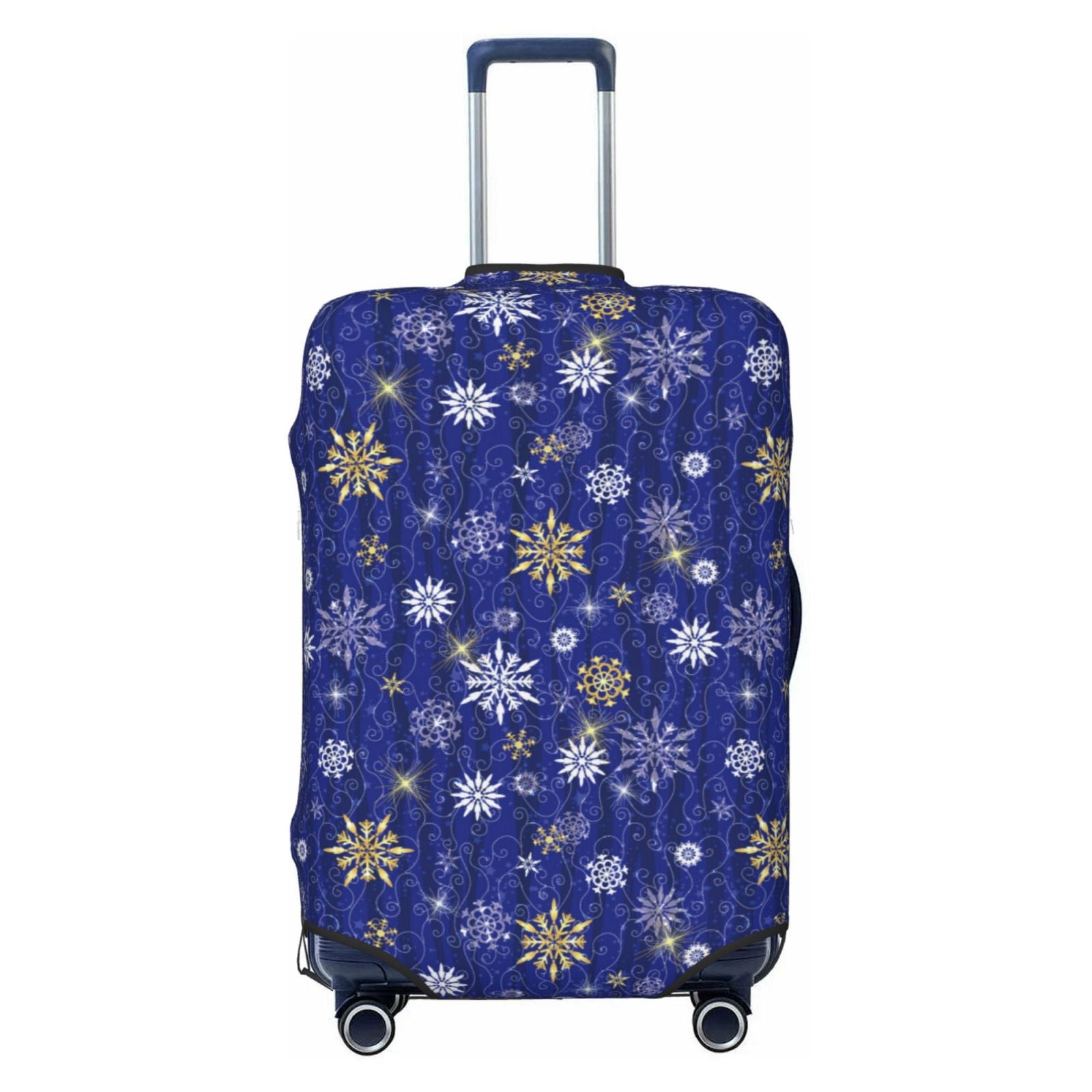 Travel Luggage Covers - Golden Snowflakes Royal Blue High Elasticity ...
