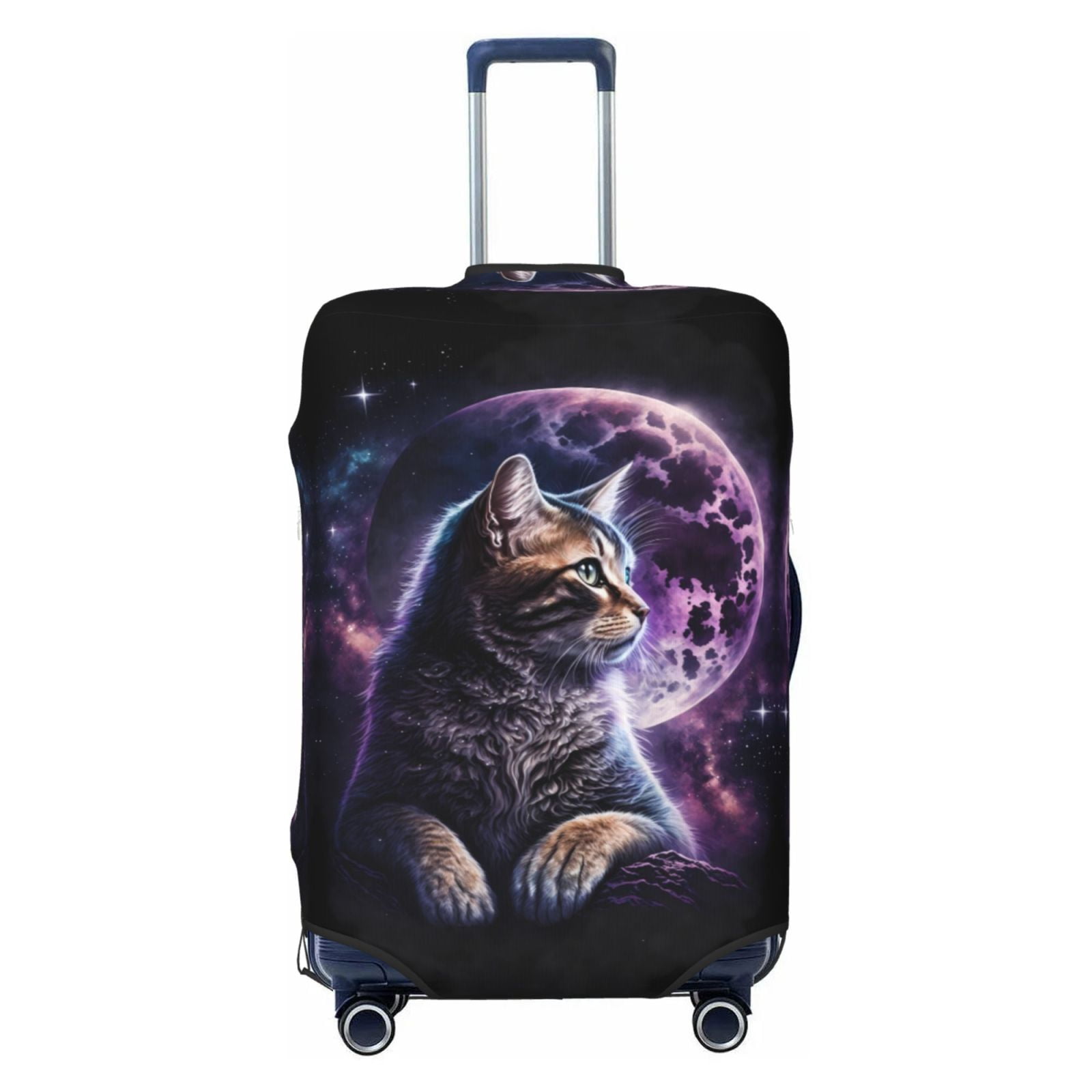 Travel Luggage Covers - Purple Moon Cat High Elasticity Suitcase Covers ...