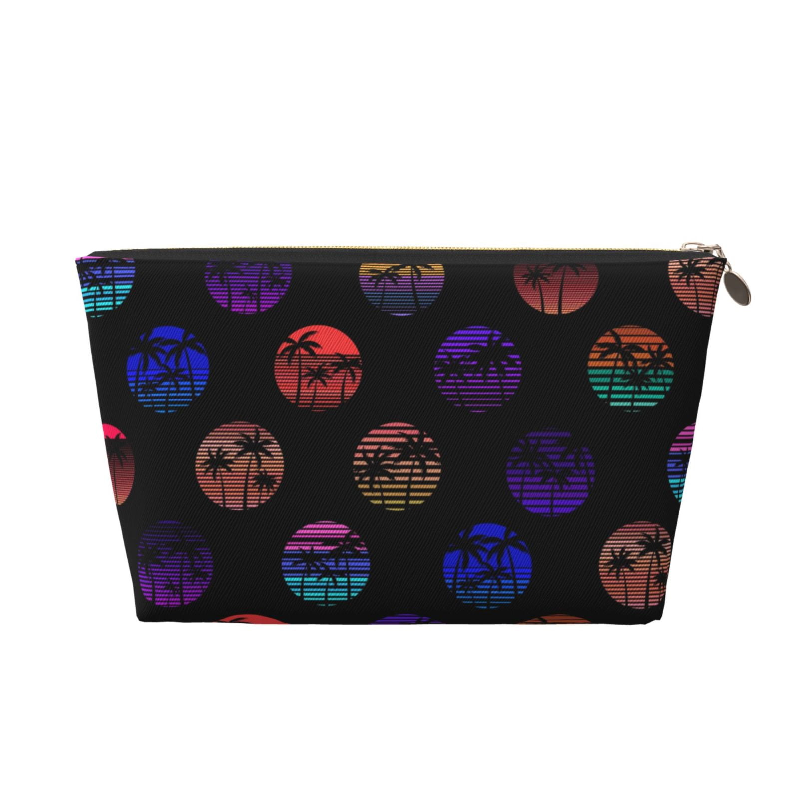 Travel Makeup Bag - 80s Style Palm Trees Travel Toiletry Bag for Women ...