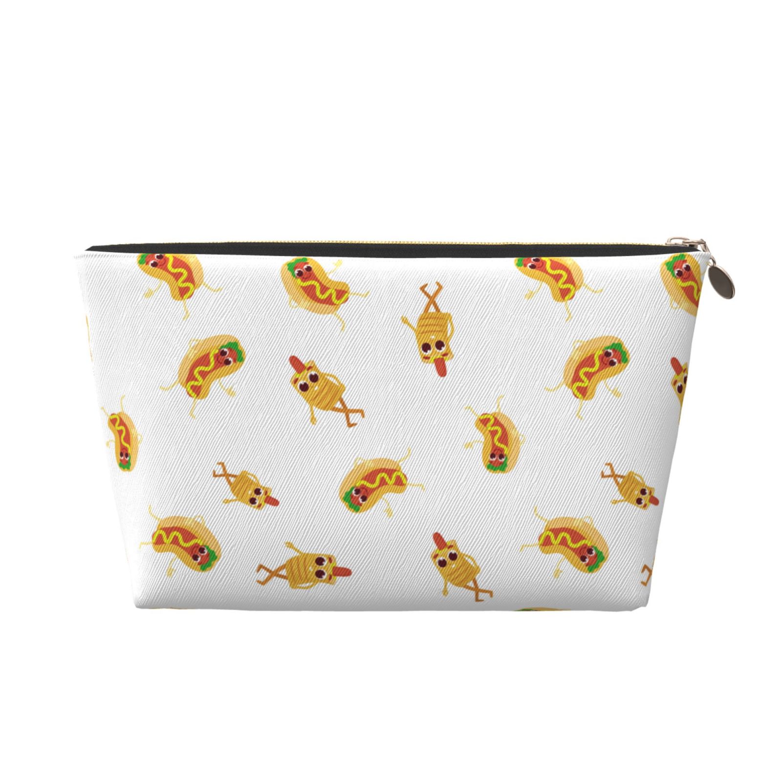 Travel Makeup Bag - Funny Cartoon Hot Dog Print Travel Toiletry Bag for ...