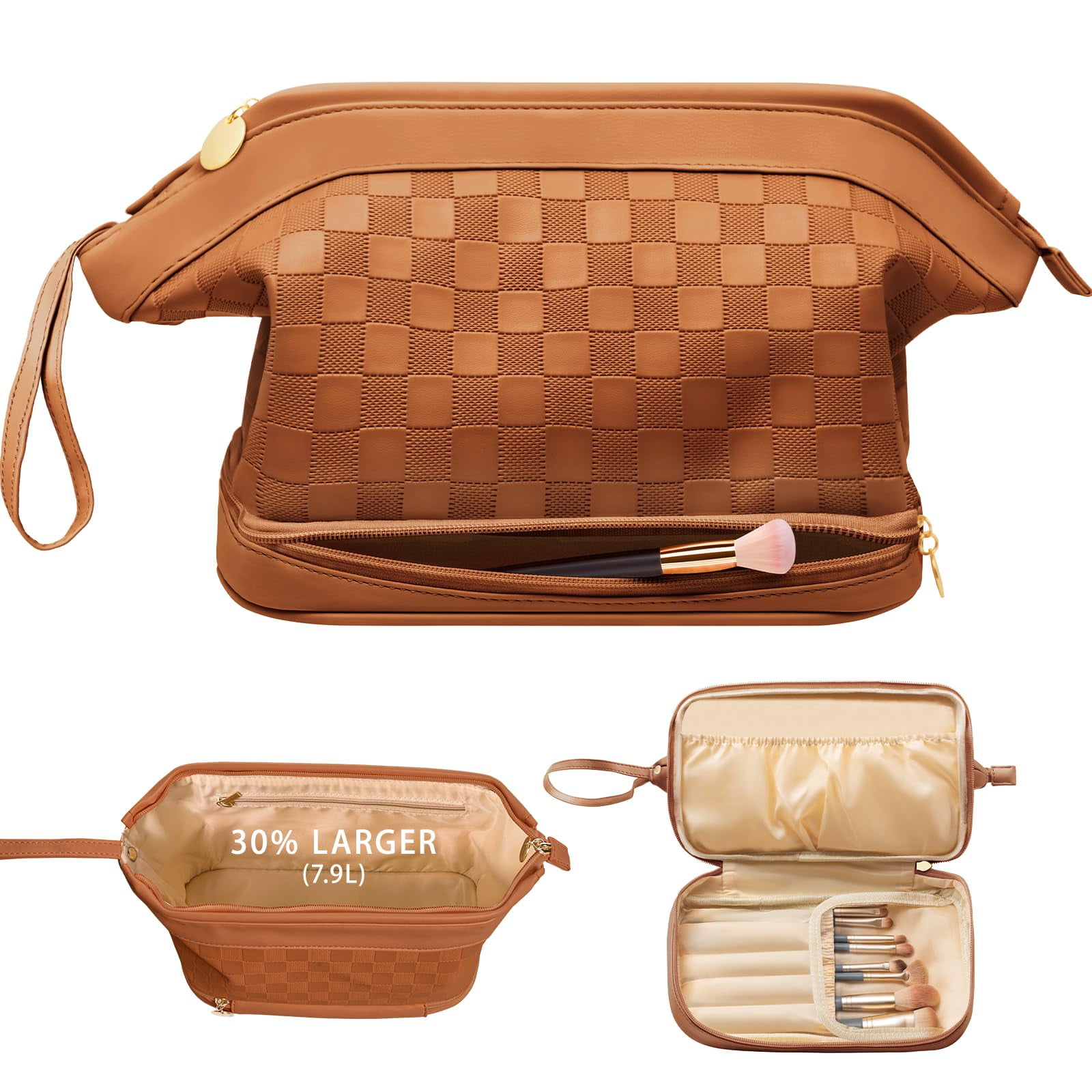 Travel Makeup Bag, Large Capacity Cosmetic Travel Bag, Double Layer ...