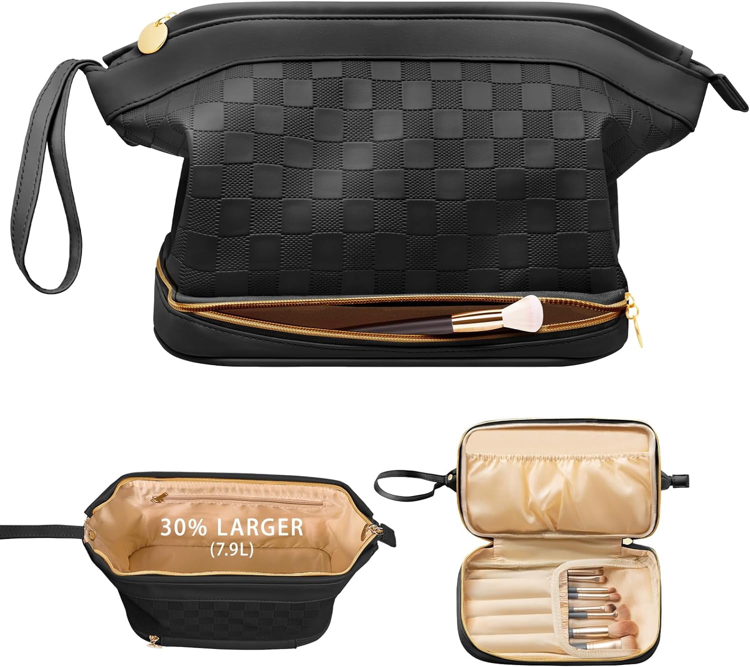 Travel Makeup Bag, Large Capacity Cosmetic Travel Bag, Double Layer ...