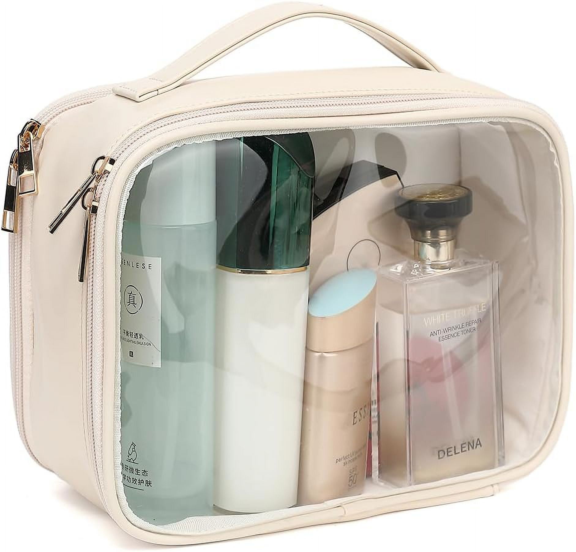 Travel Makeup Bag - Luxury Clear Cosmetic Bag with Zipper, Large Travel ...