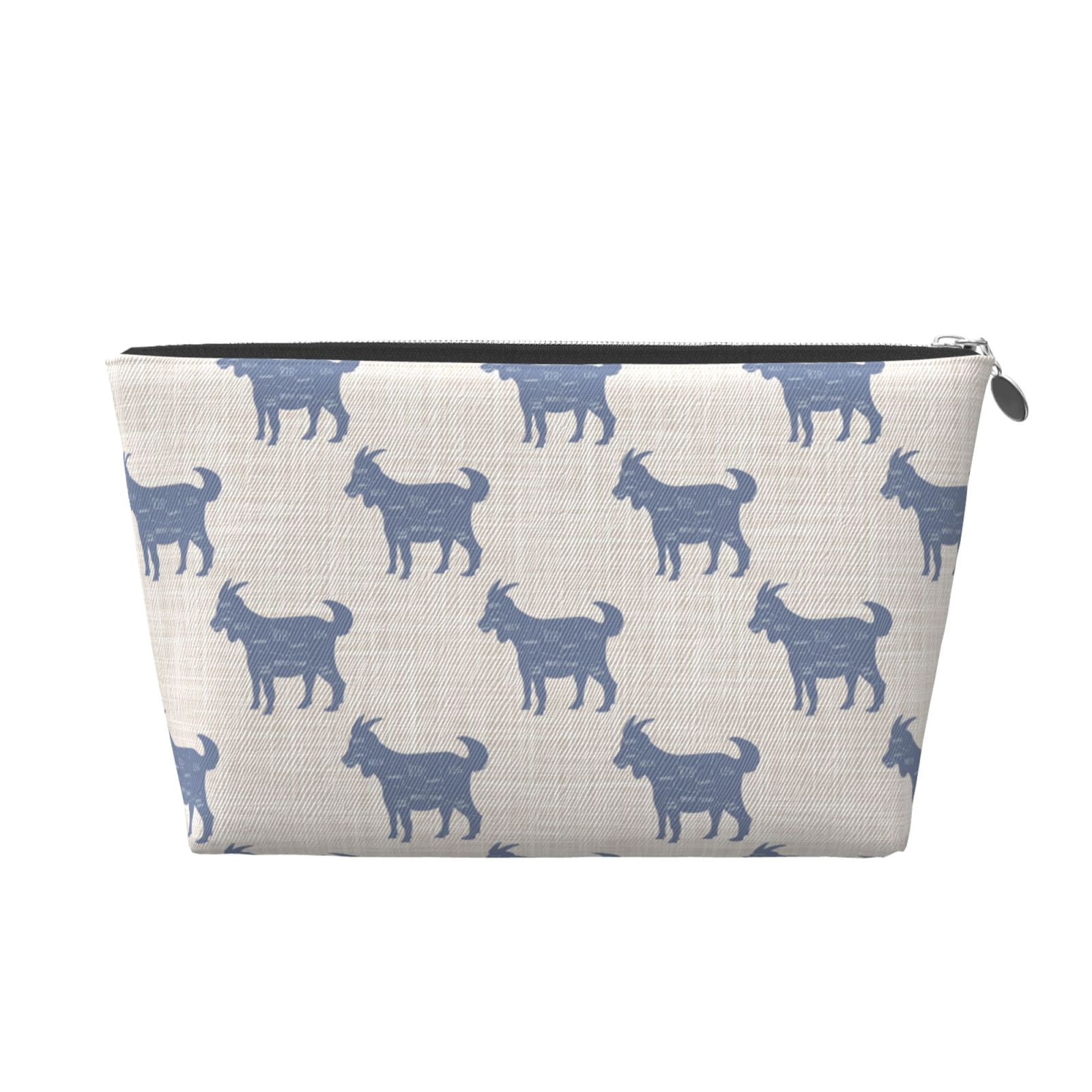 Travel Makeup Bag - Minimalist Plaid Cartoon Cute Goat Travel Toiletry ...